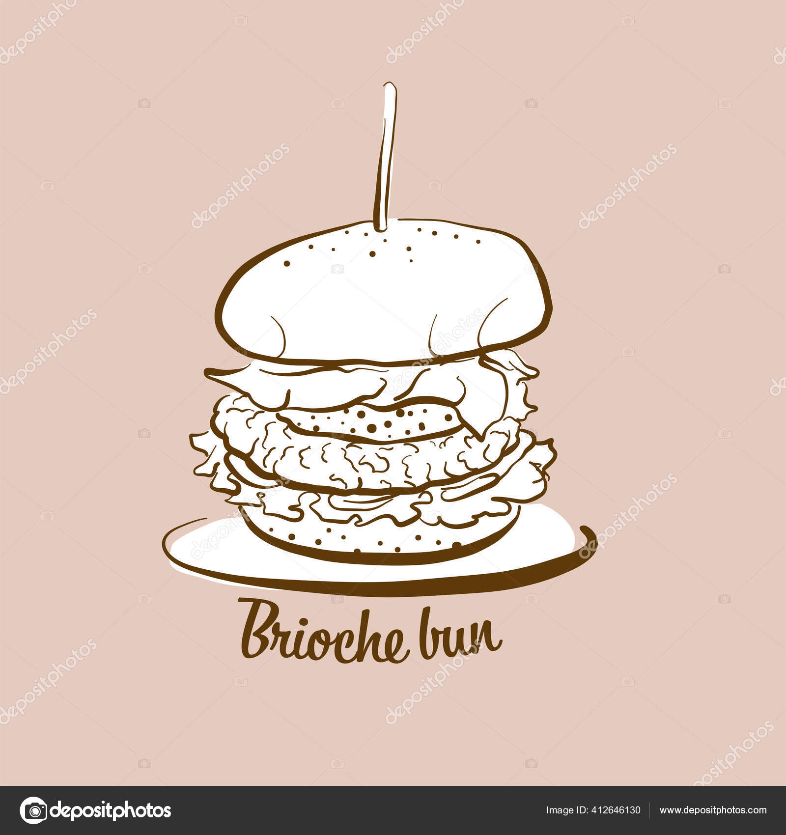 Hand Drawn Brioche Bun Bread Illustration Yeast Bread Sweet Bun — Stock ...