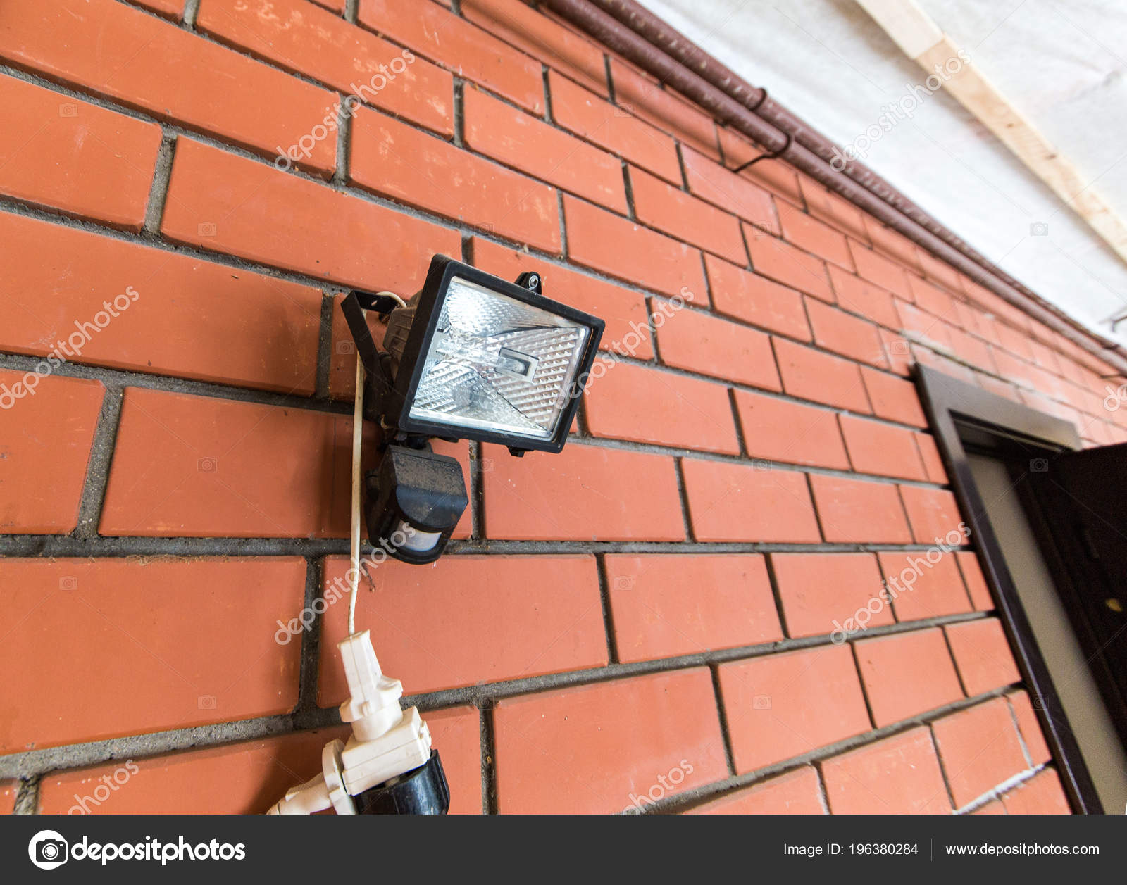 Lantern Searchlight Motion Sensor Brick Wall Lighting Backyard House ...