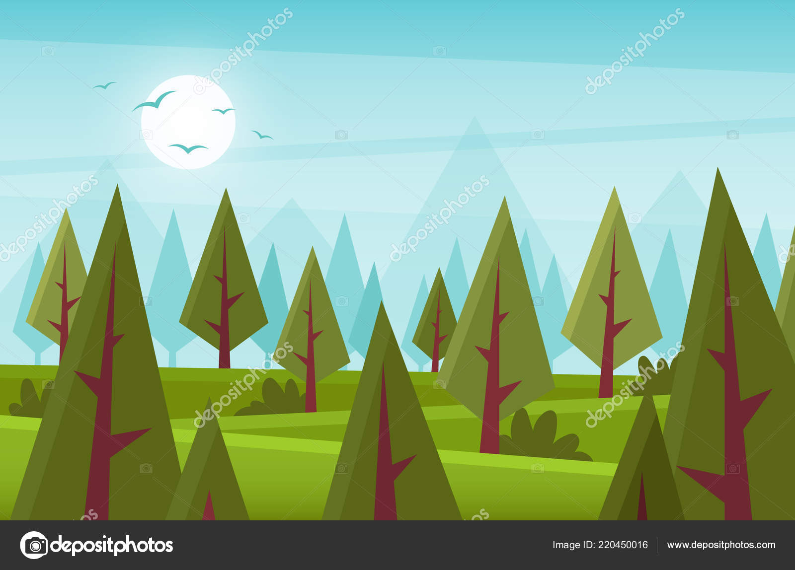 Cartoon Forest Vector Illustration Stock Vector by ©stickerama 220450016