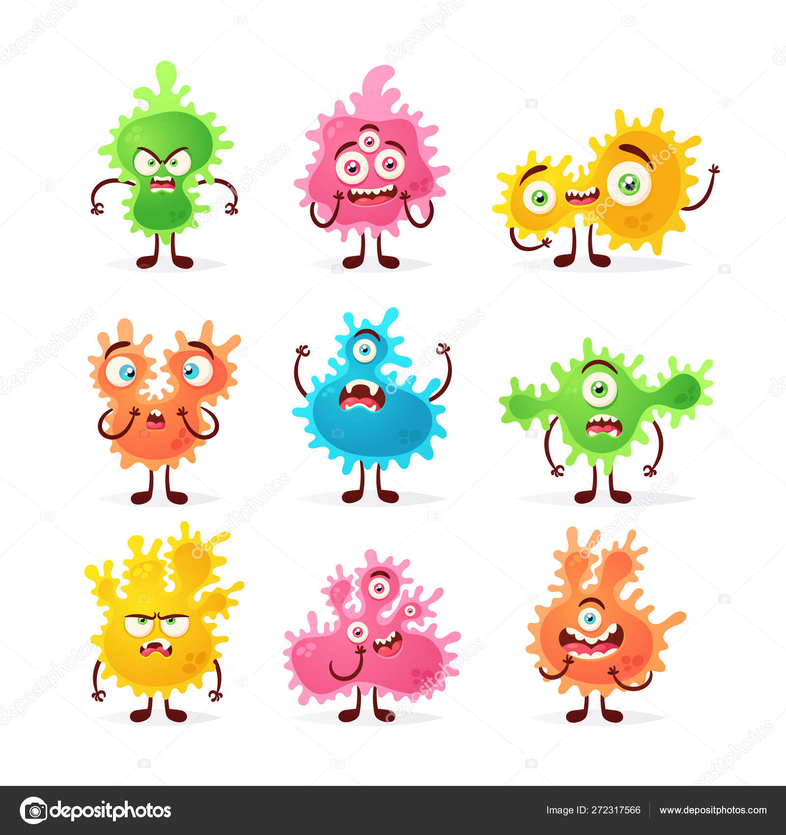 Doodle Cartoon Characters: Microbes Stock Vector by ©stickerama 272317566