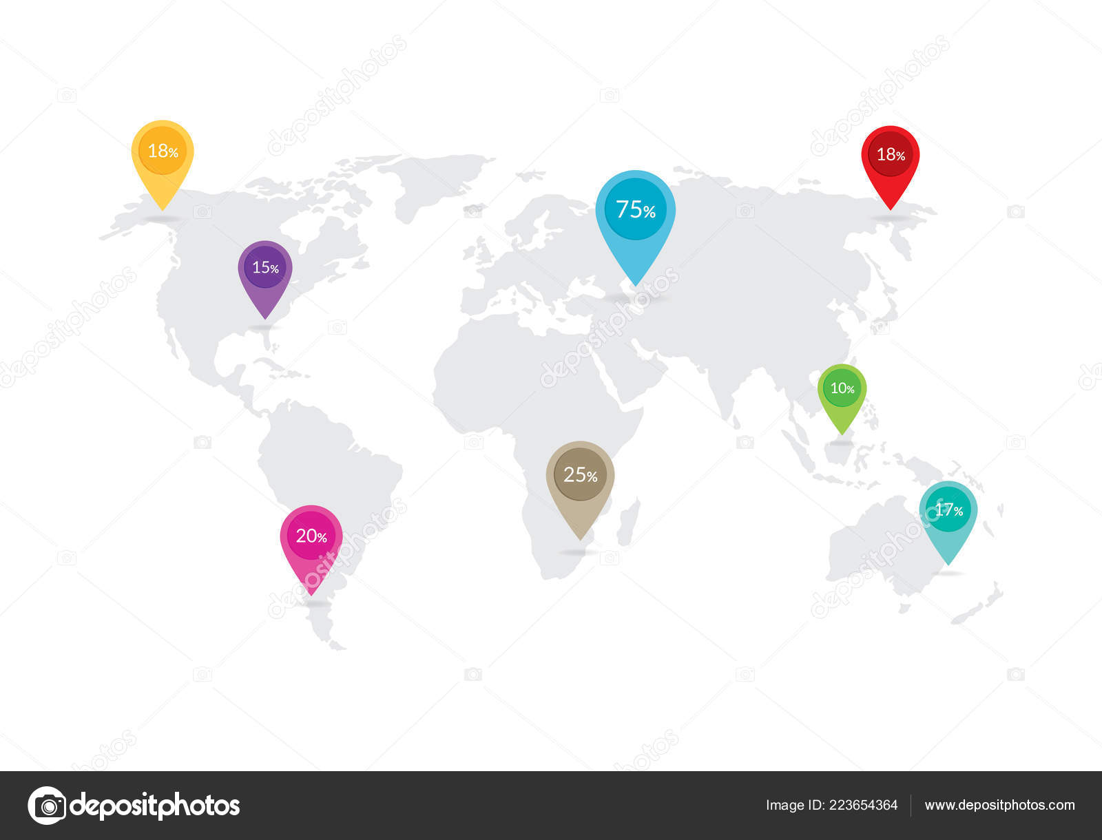 World Map Location Symbols Business Infographic Design Travel Workflow ...