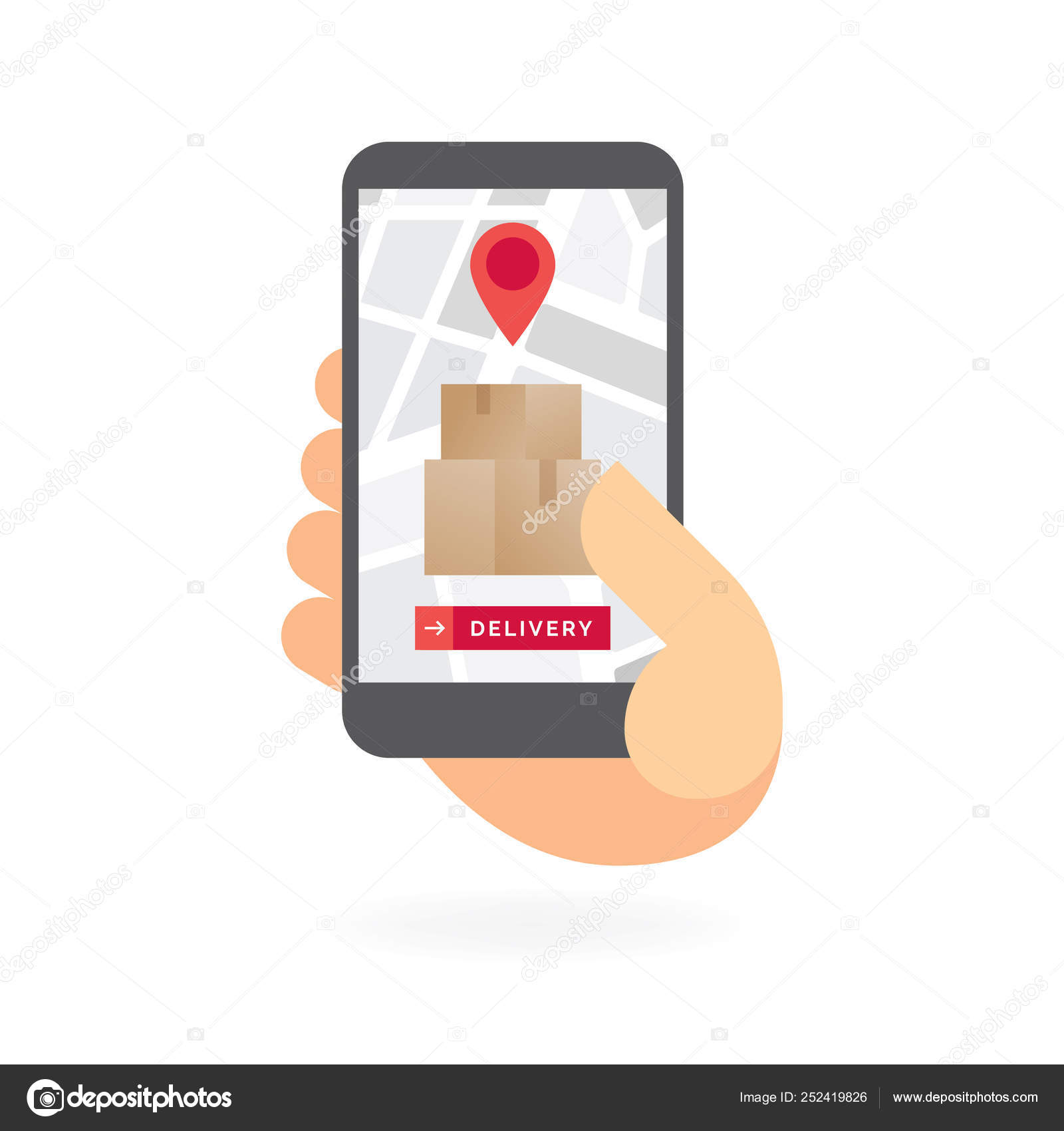Delivery Tracking Application White Background Hand Holding Mobile ...