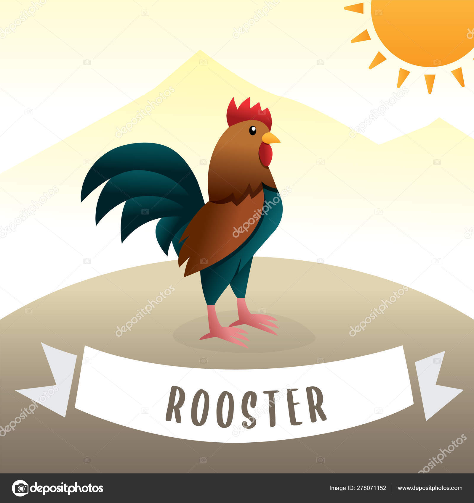 Cute Vector Cartoon Rooster Stock Vector By ©