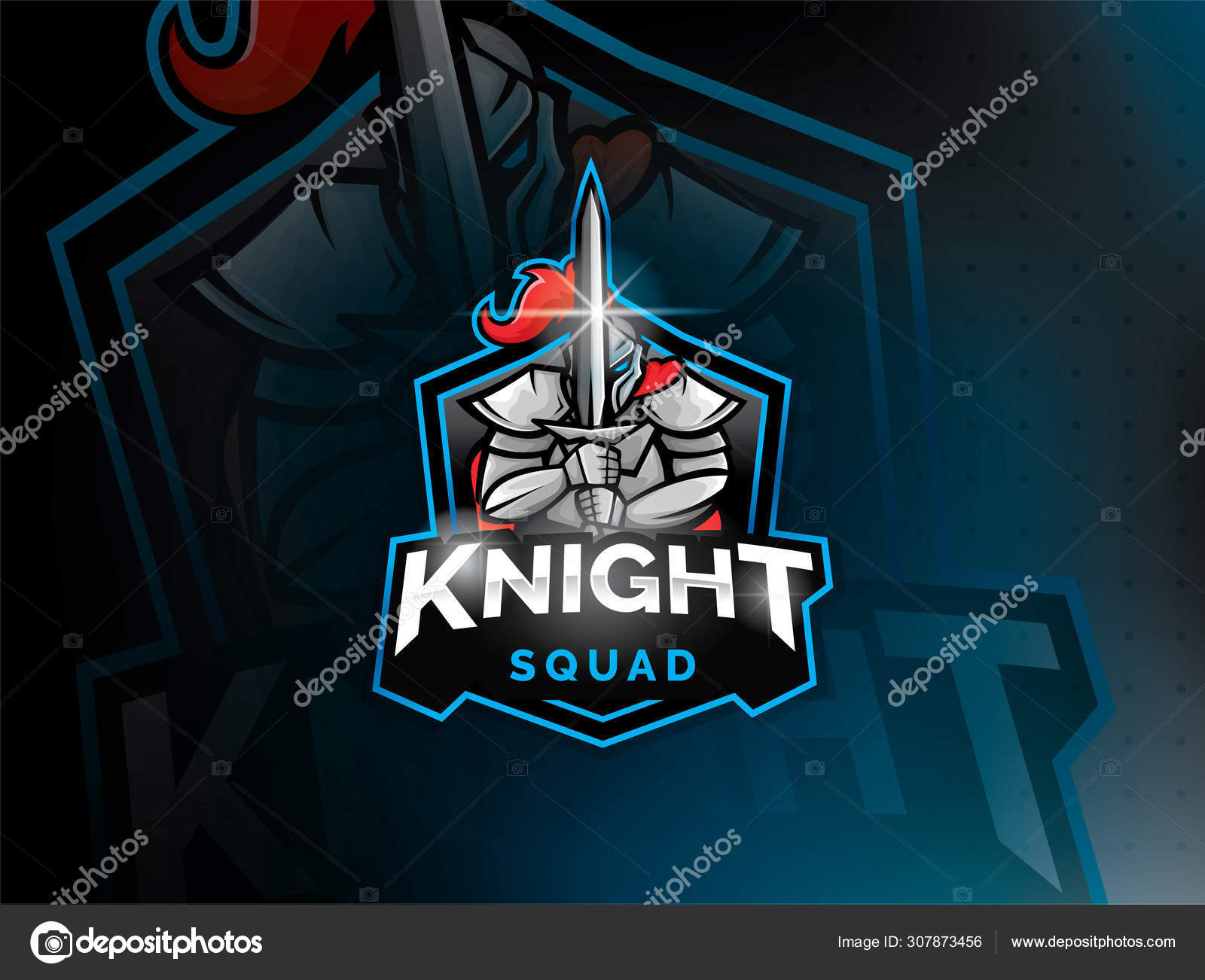 Krieger Ritter Maskottchen Logo Design Stock-Vektorbild von ...