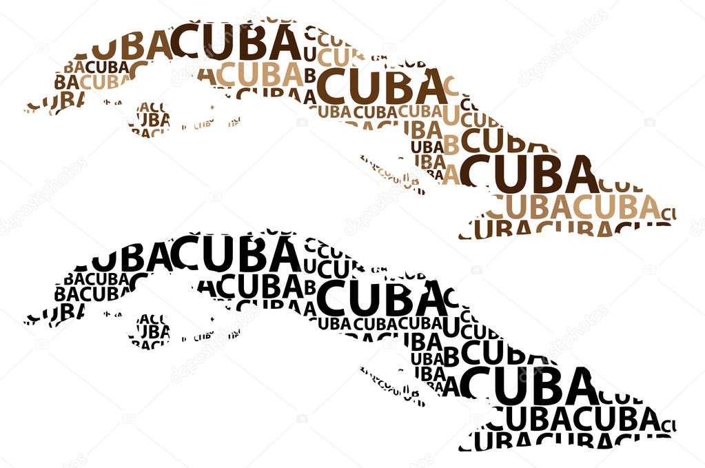 Sketch Cuba carta texto mapa, Cuba - en la forma del continente, Mapa ...