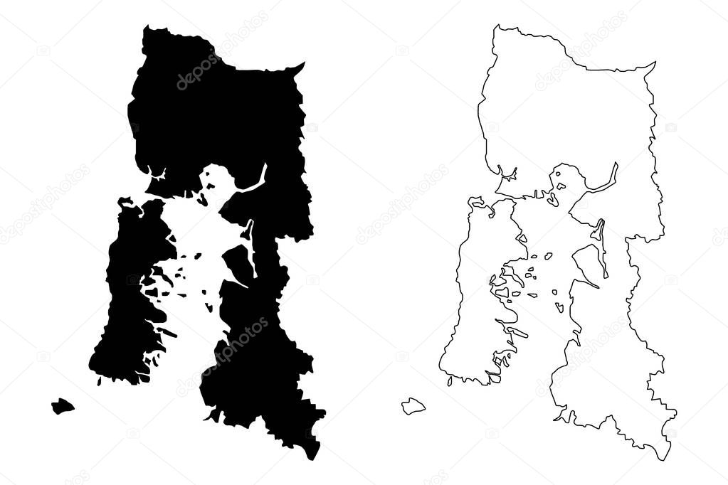 Regi n de Los Lagos (Rep blica de Chile, Divisiones administrativas de Chile) mapa vector ...