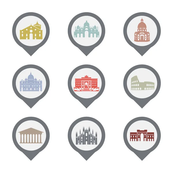 Symbols of rome italy | Set of Italy symbols, landmarks in black and ...