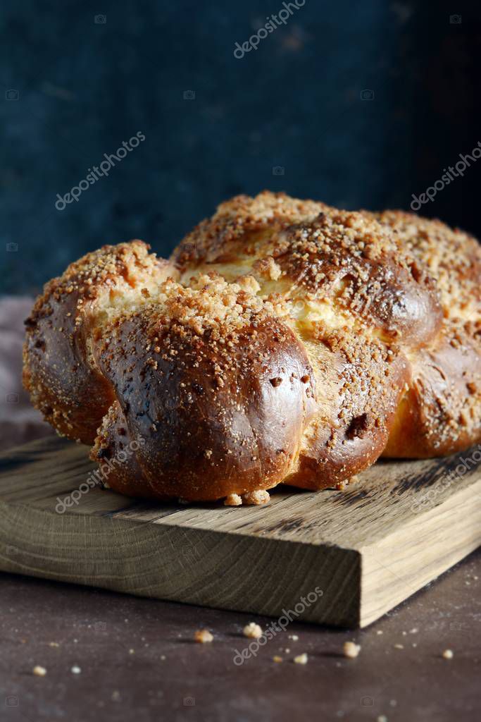 Challah o Hala es un pan de reposo fresco tradicional judío dulce, pan ...