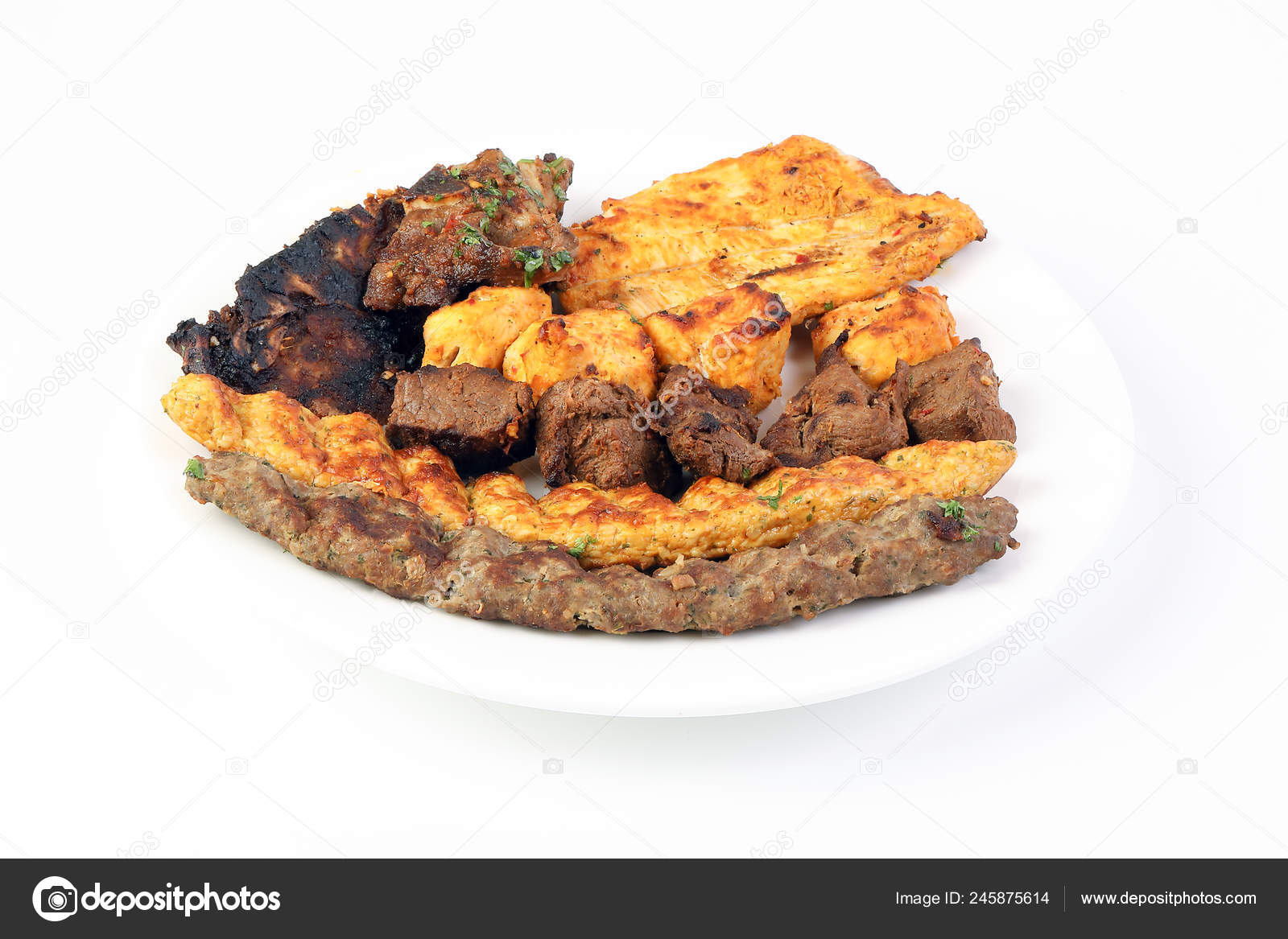 Mixed Charcoal Grilled Platter Chicken Beef Mutton Goat Meat Shish ...