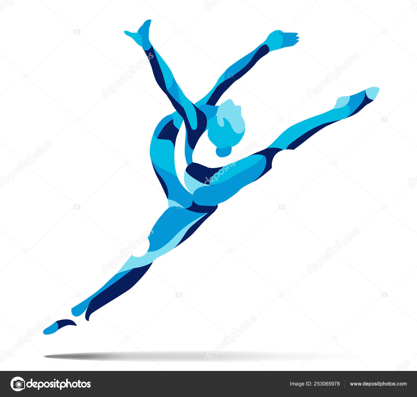 Curly gymnastics, acrobatics, line art vector silhouette Stock Vector ...