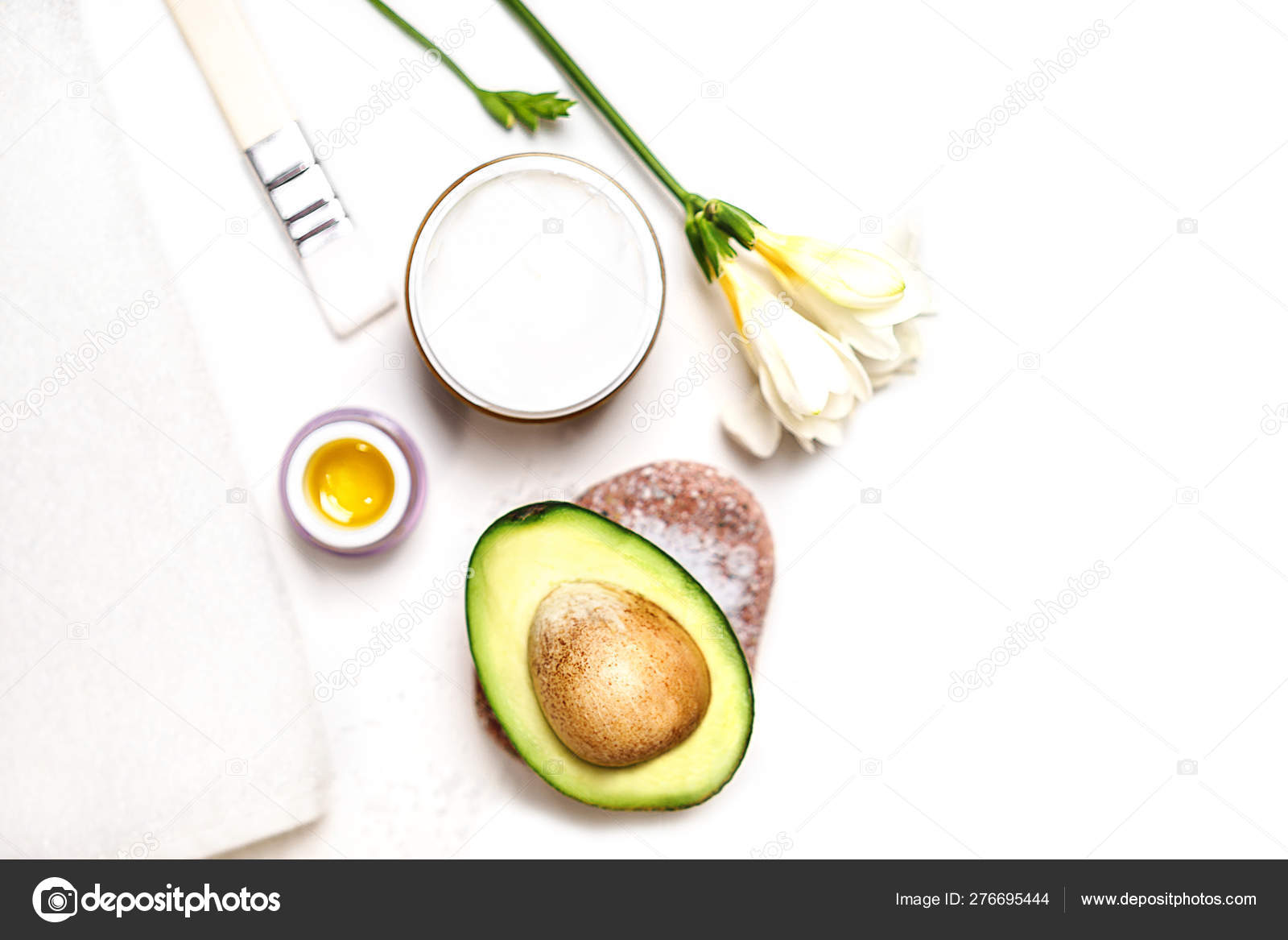 Beauty SPA sauna concept avocado, skin care facial essence oil, Stock ...