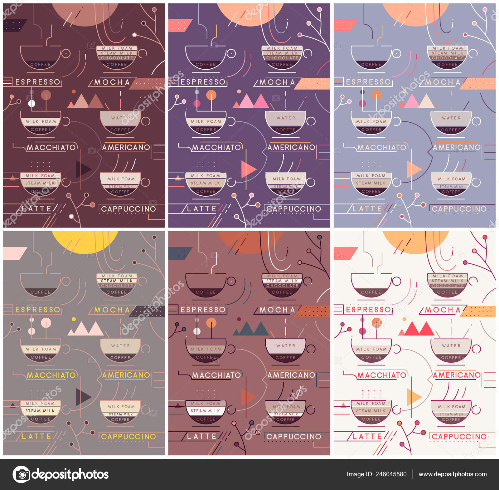 Kaffeetypen Vektorbanner Gesetzt Infografiken Zur Kaffeezubereitung ...