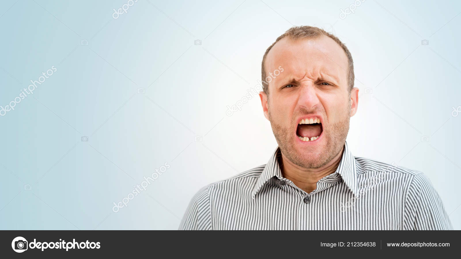 Annoyed Angry Everyday Man Horizontal Banner Copy Space — Stock Photo ...