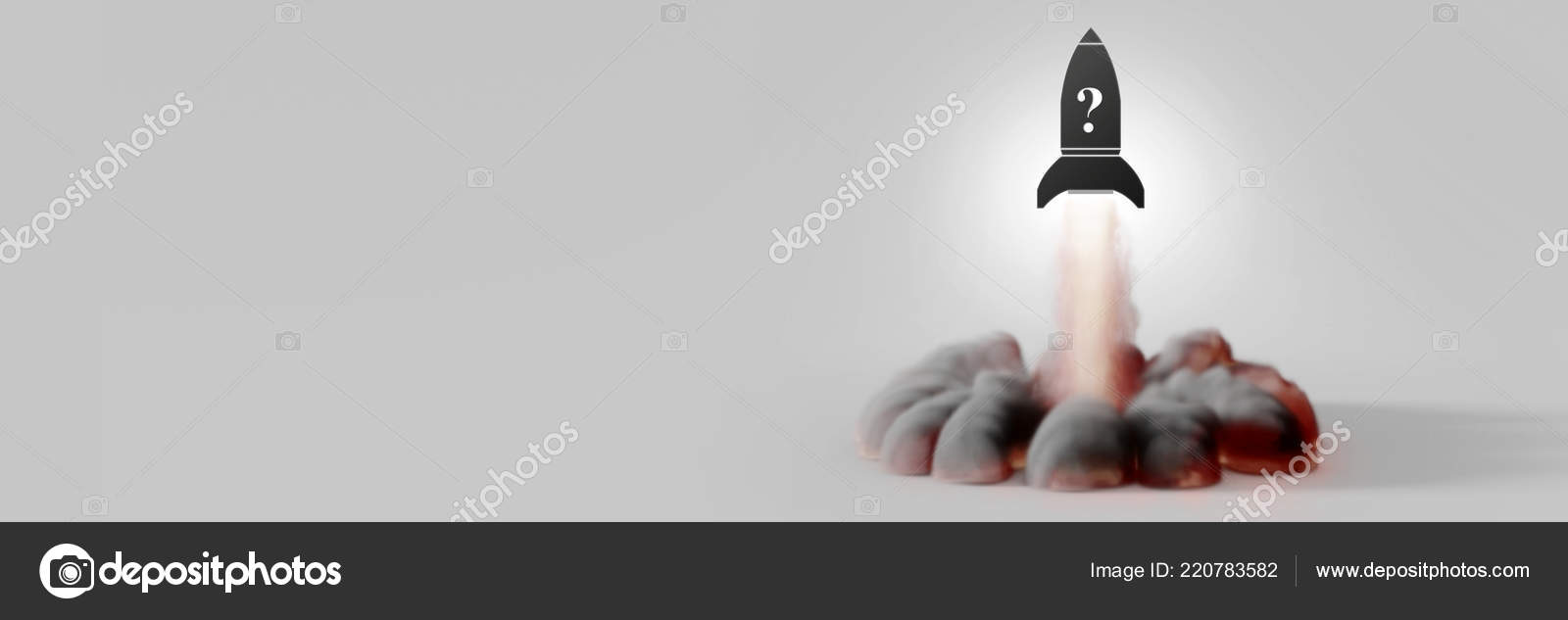 Explosion Simulation Rocket Question Mark Grey Background Stock Photo ...
