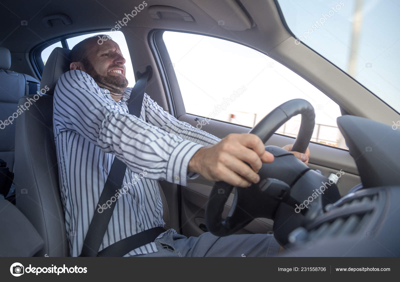 Close View Aggressive Crazy Driver His Car — Stock Photo © tostphoto ...