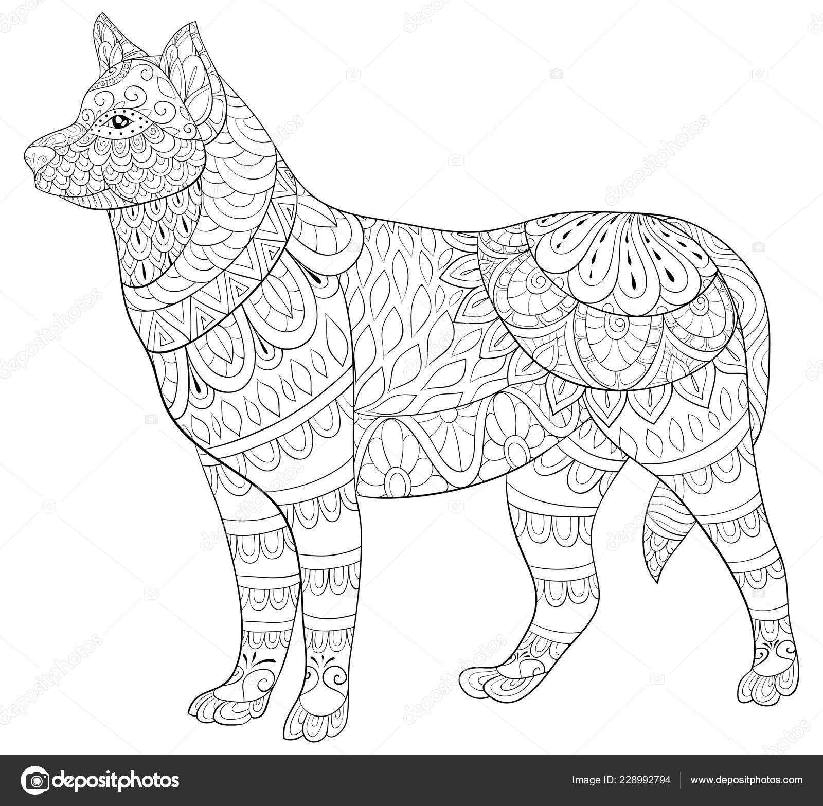 Cute Dog Zen Ornaments Image Adults Zen Art Style Illustration Stock ...