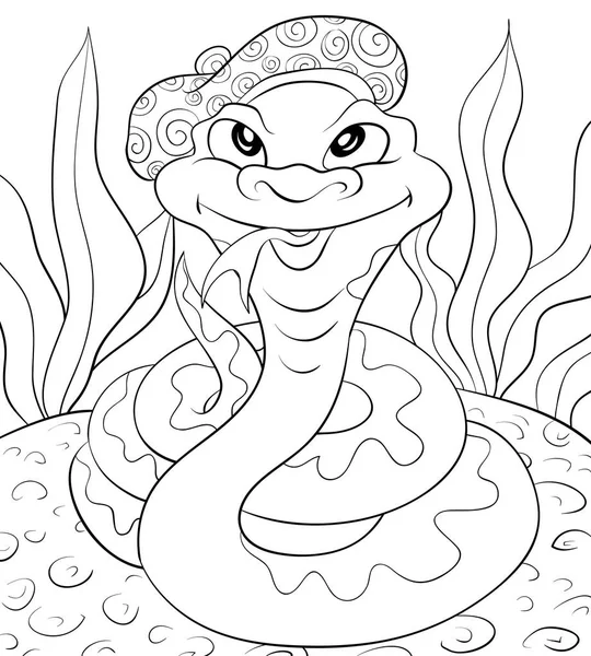 Cute Snake Ornaments Image Relaxing Activity Coloring Book Page Adults ...