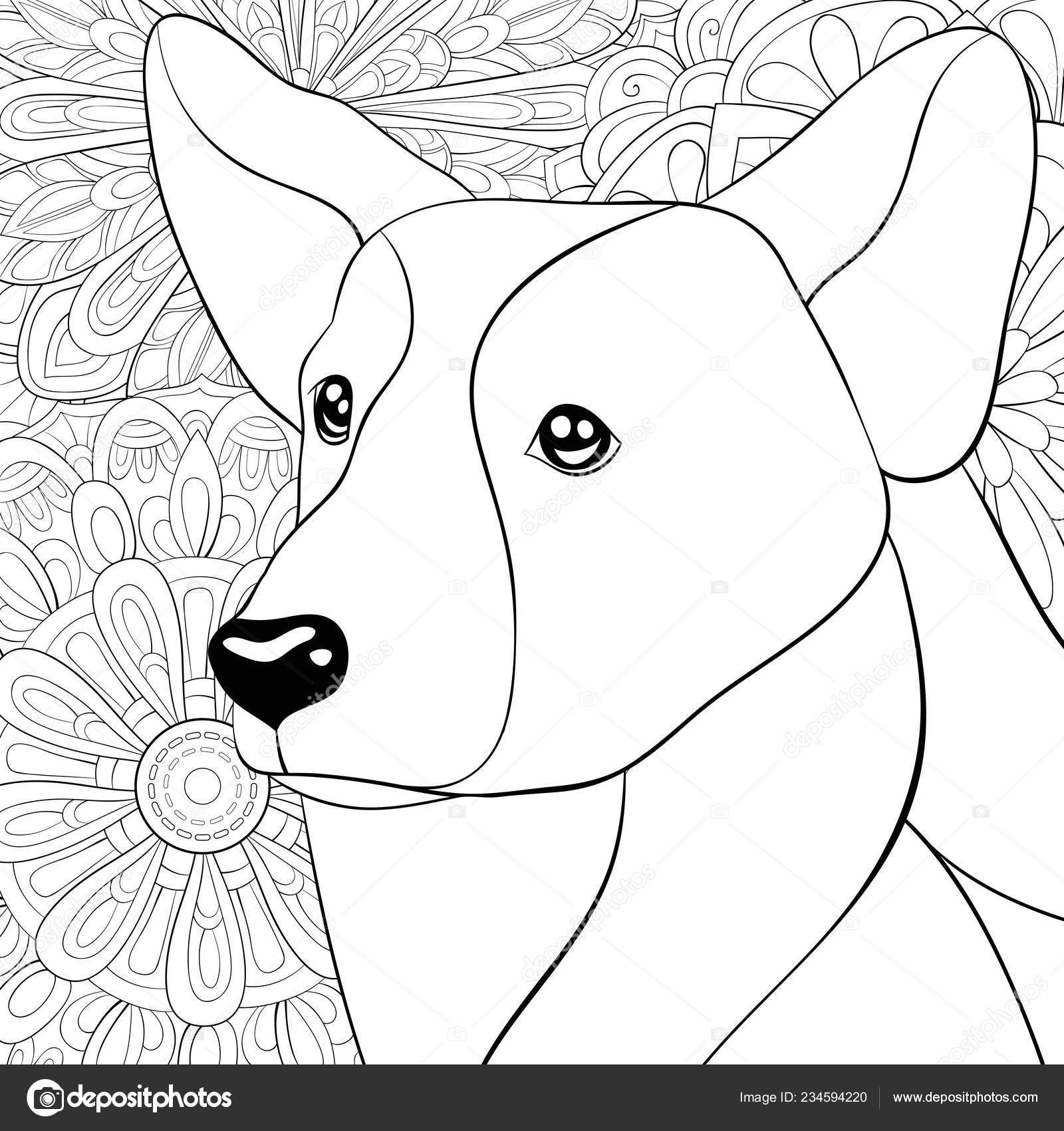 Cute Dog Abstract Background Ornaments Image Relaxing Activity Coloring ...