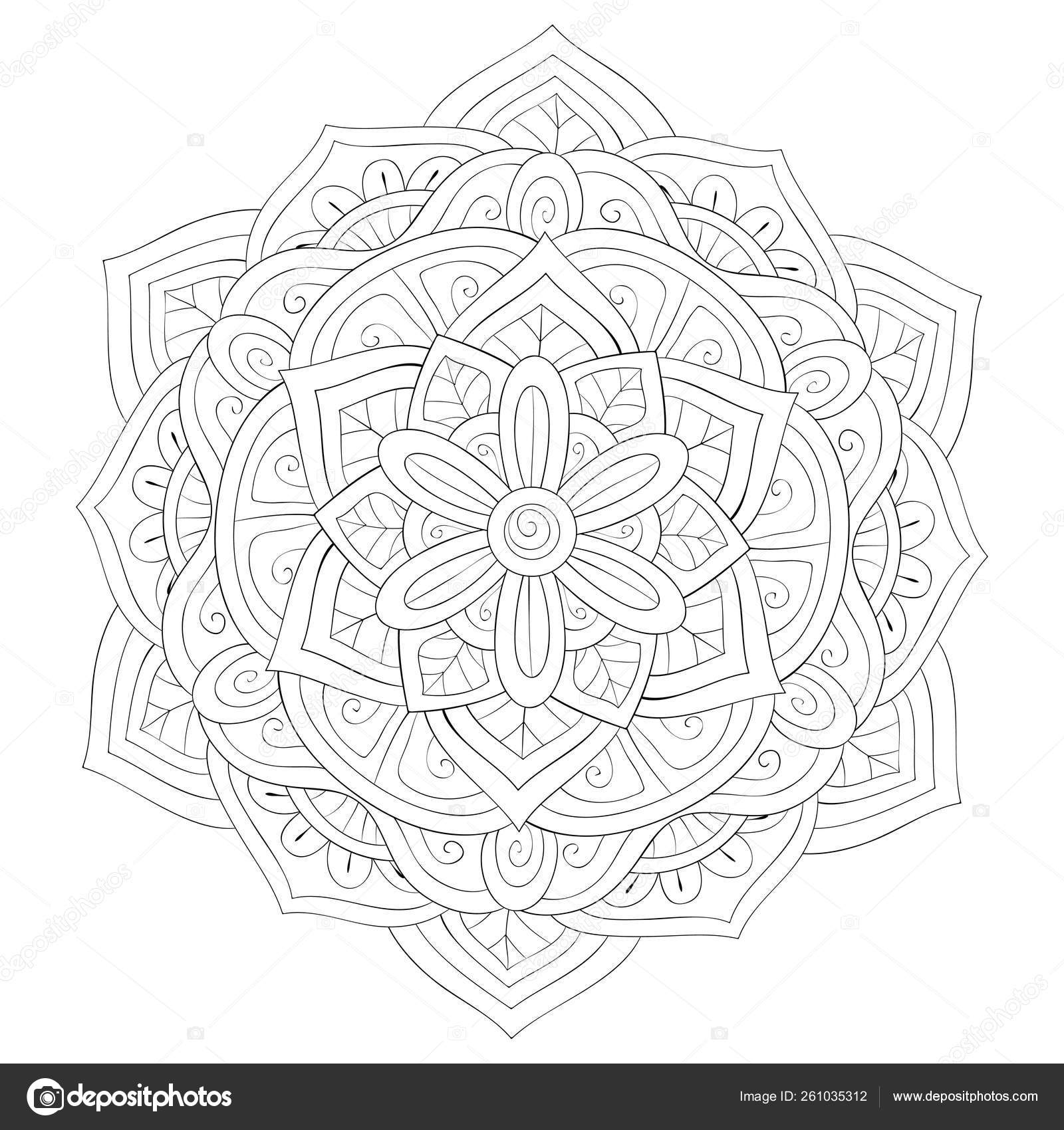 Adult coloring book,page a zen mandala image for relaxing.Line a Stock ...