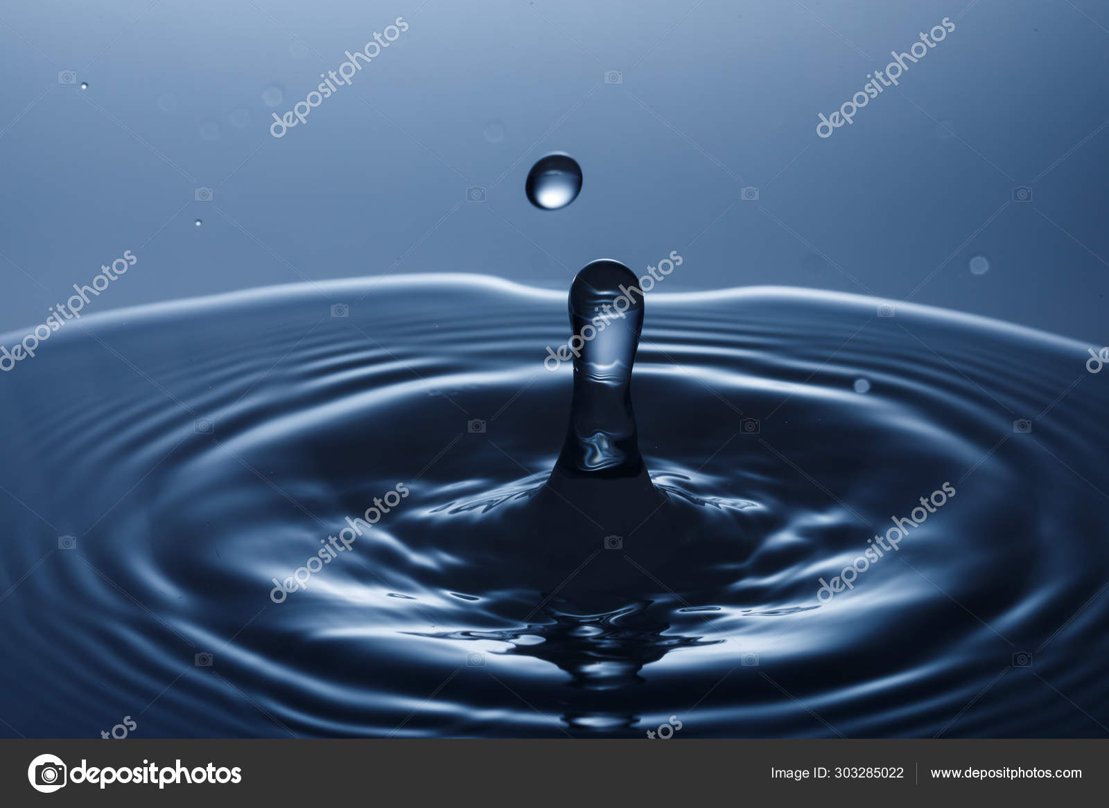 Drop of water falling down in the water — Stock Photo © gorov108 #303285022