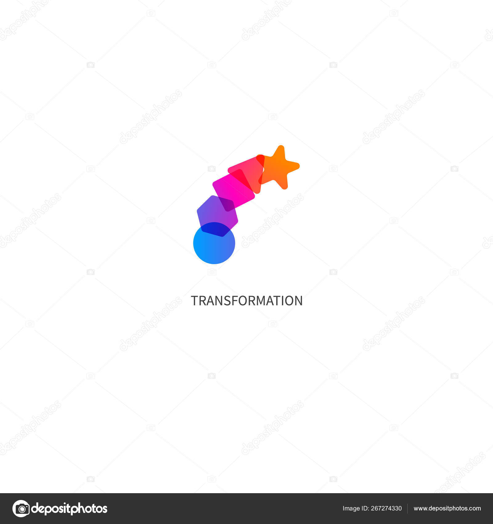 Transformación de logotipo, cambio de icono, crecimiento de icono ...