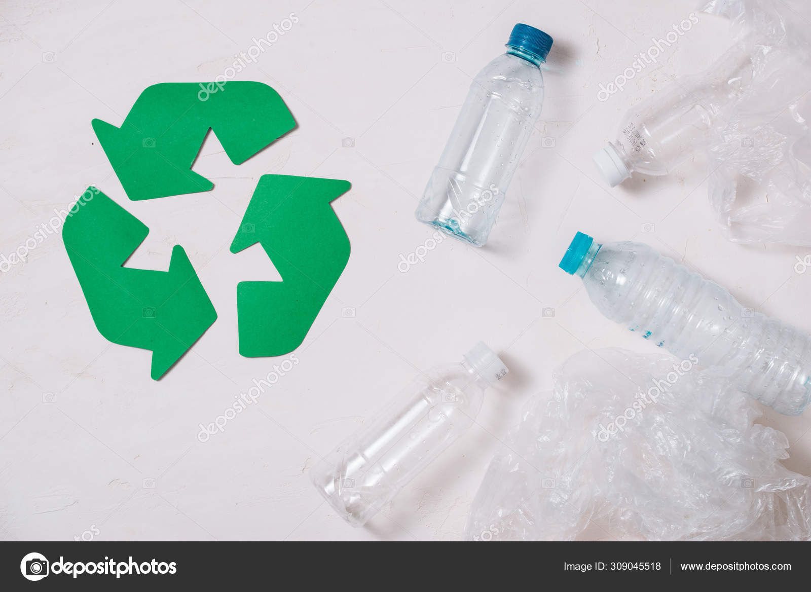 Waste Recycling Eco Symbol Garbage Disposal Stone Table Background Top ...