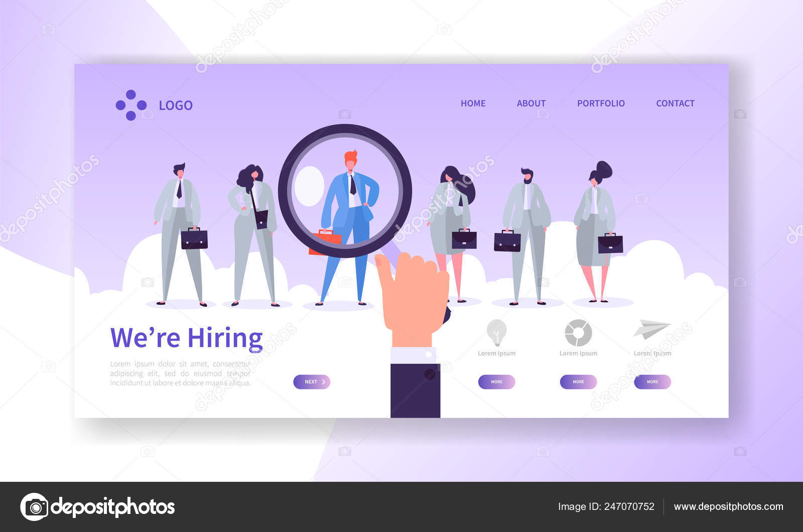 Recruitment Best Candidate Concept Landing Page Searching New Candidate Hand Stock Vector Image ...