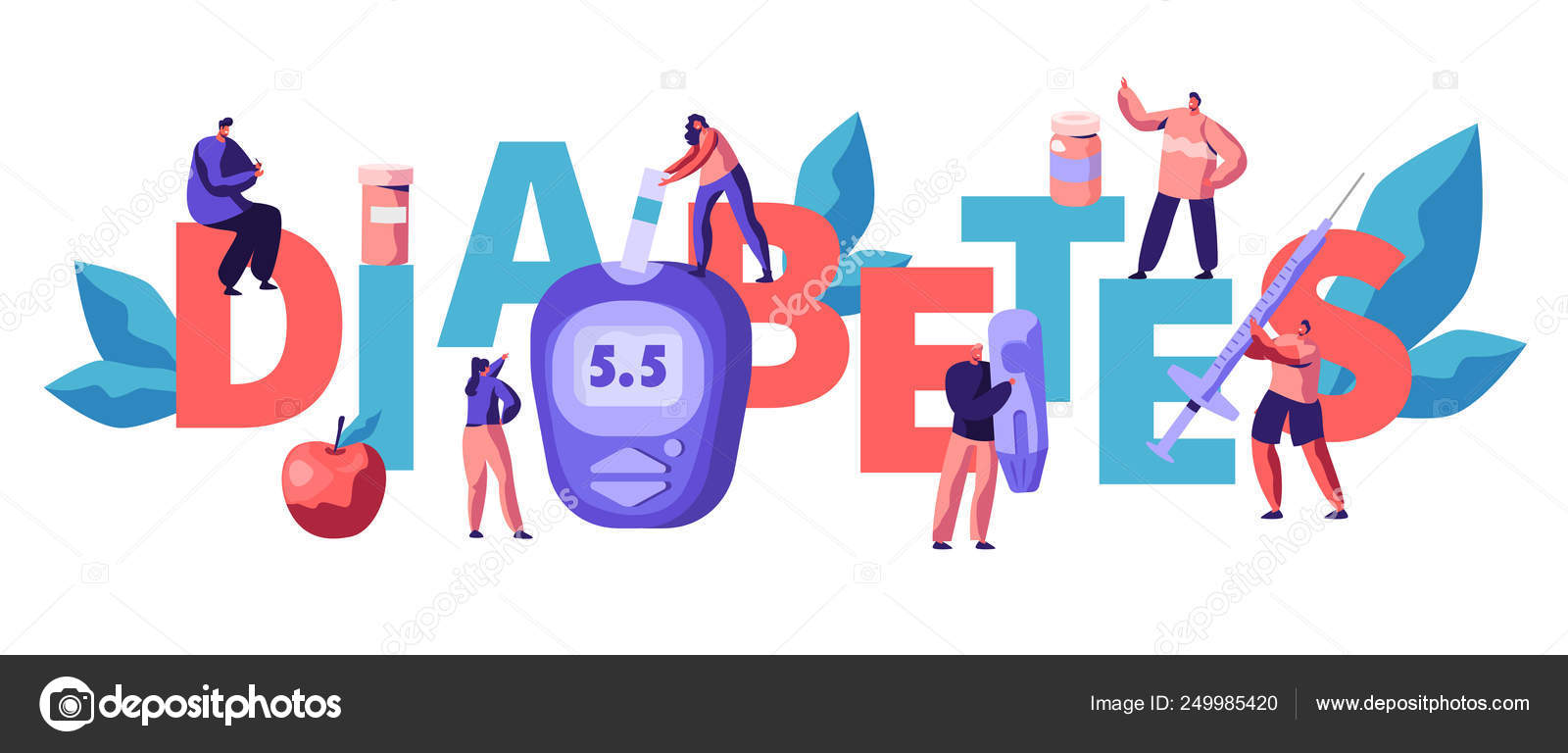 Diabetes Blood Sugar Level Test at Digital Glucometer Typography Poster ...