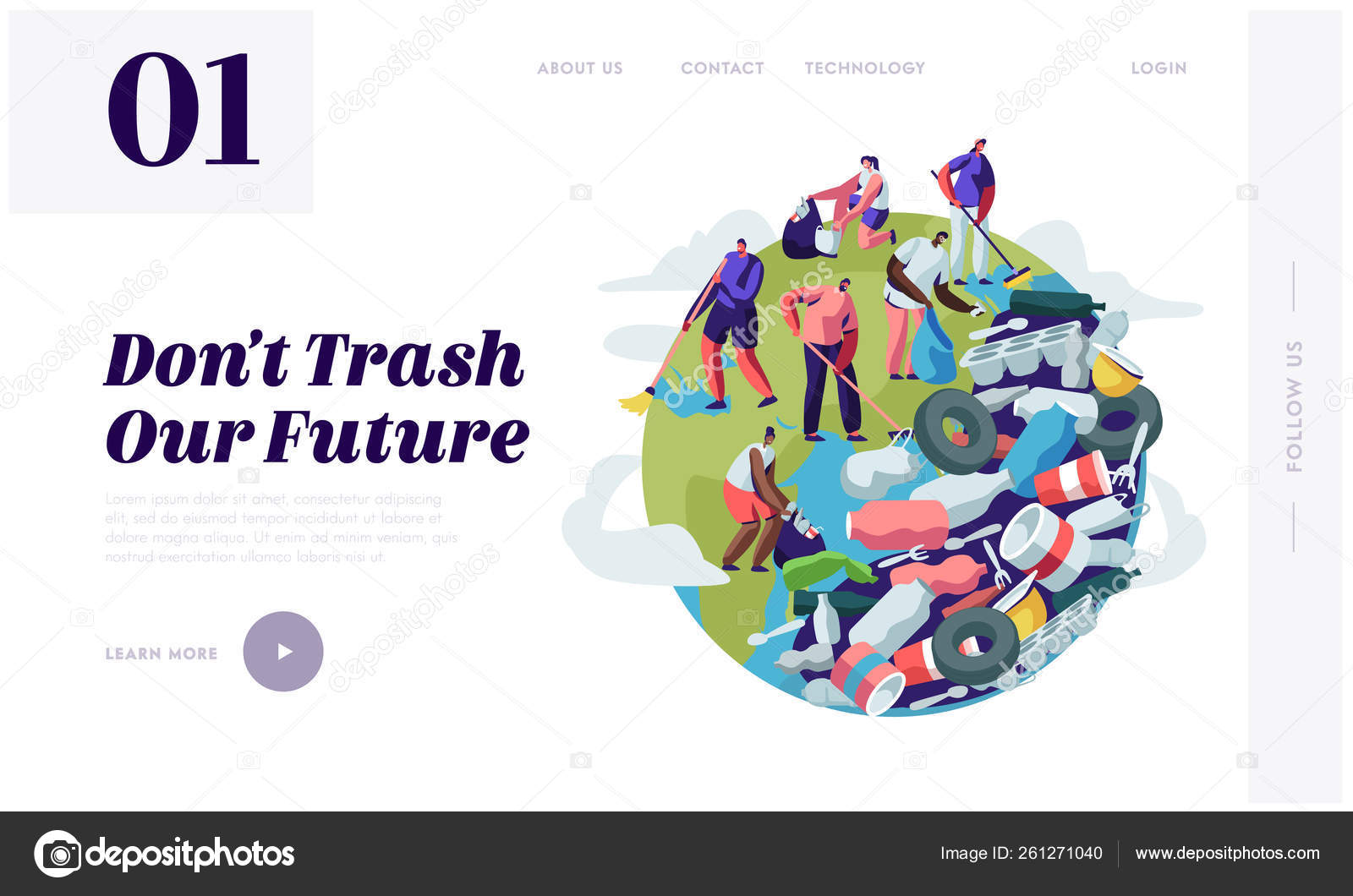 People Cleaning The Earth Cartoon