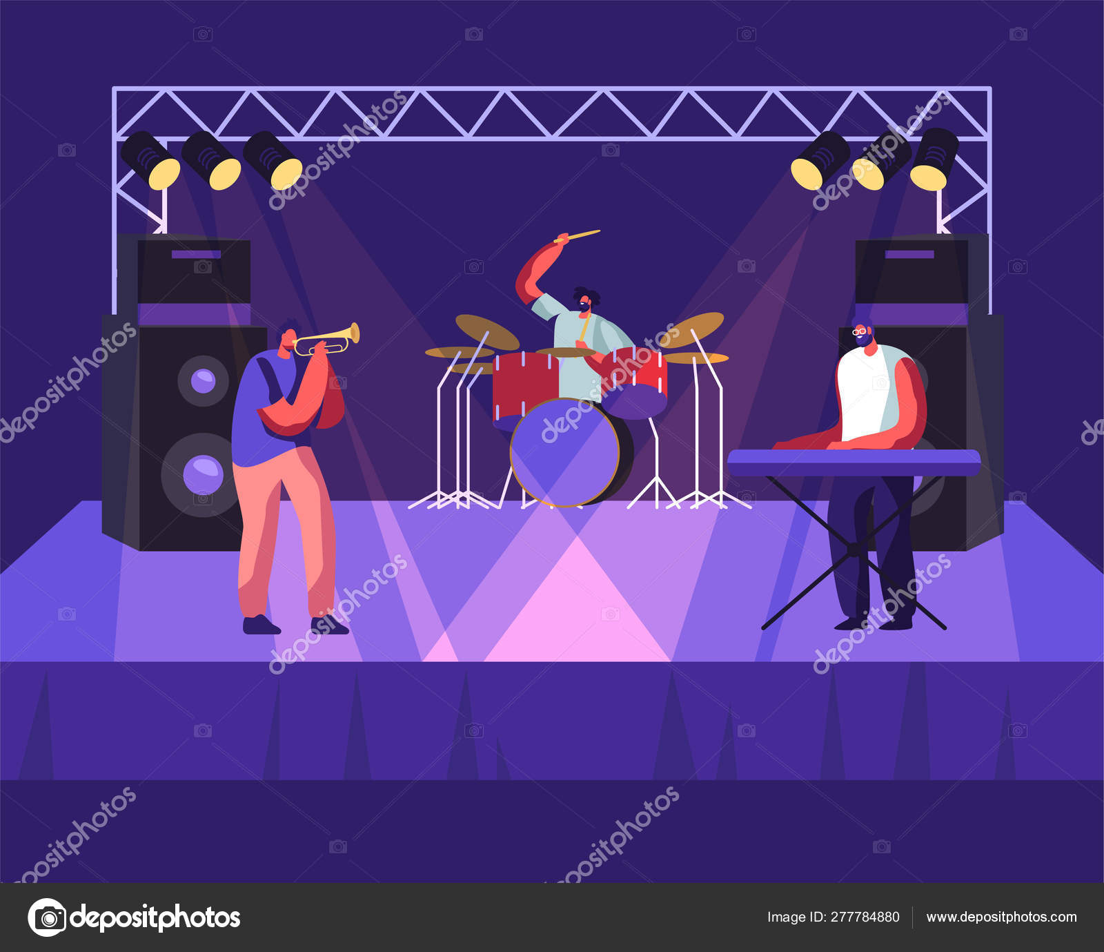 Cartoon Rock Band Instruments