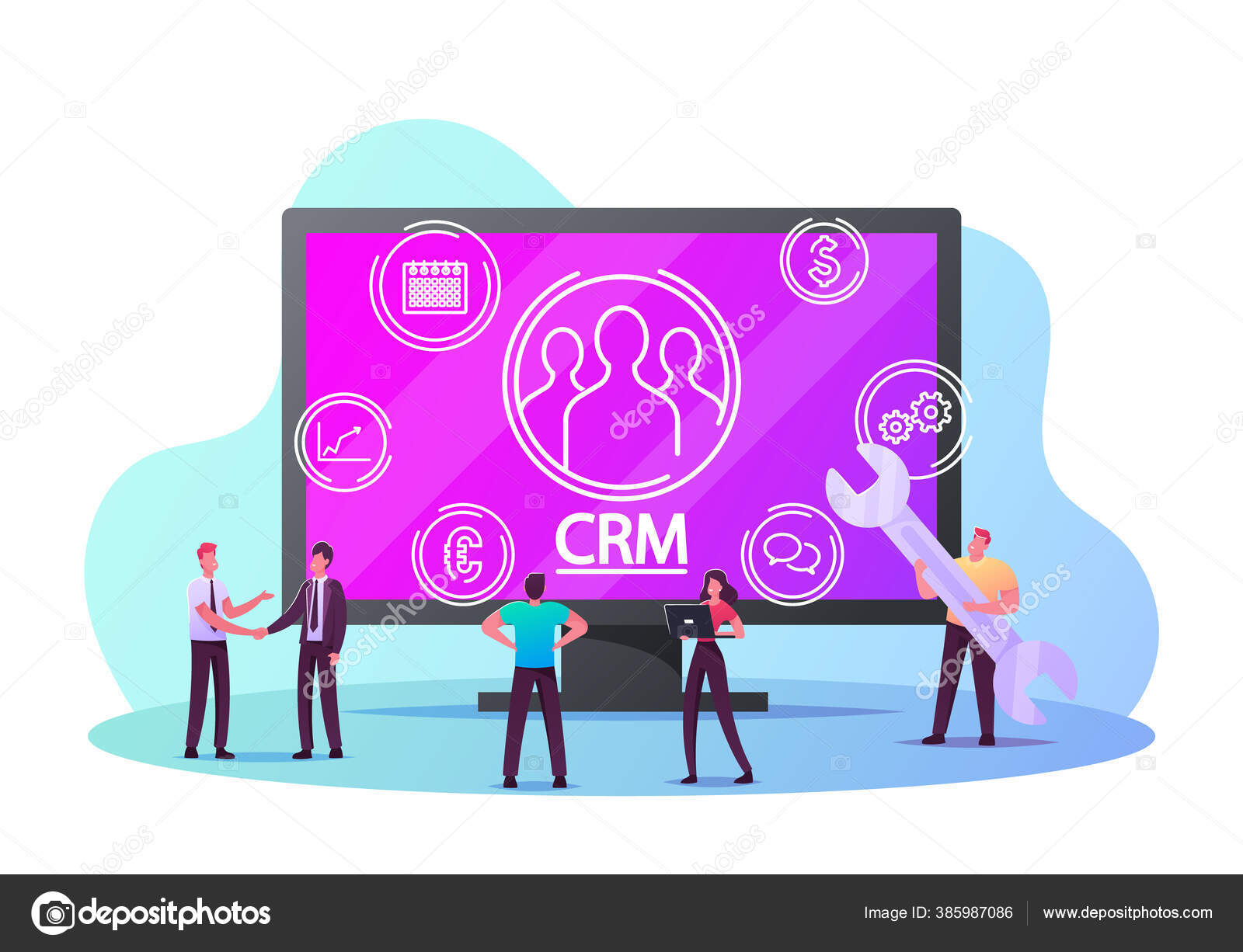 Crm System, Customer Relationship Management Concept. Tiny Manager ...