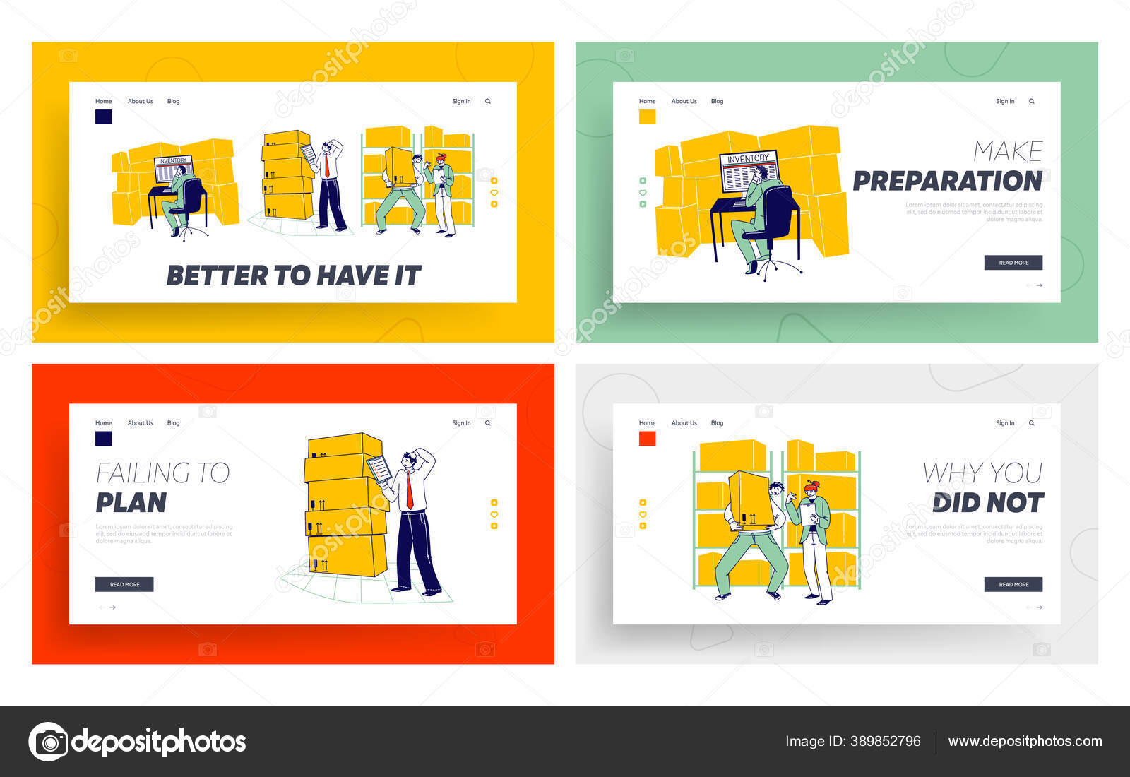 Inventering Count Management Landning Page Mall Set. Lagerhavare ...