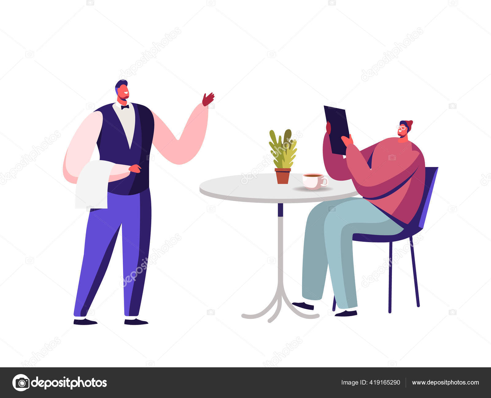 Waiter Taking Order Cartoon