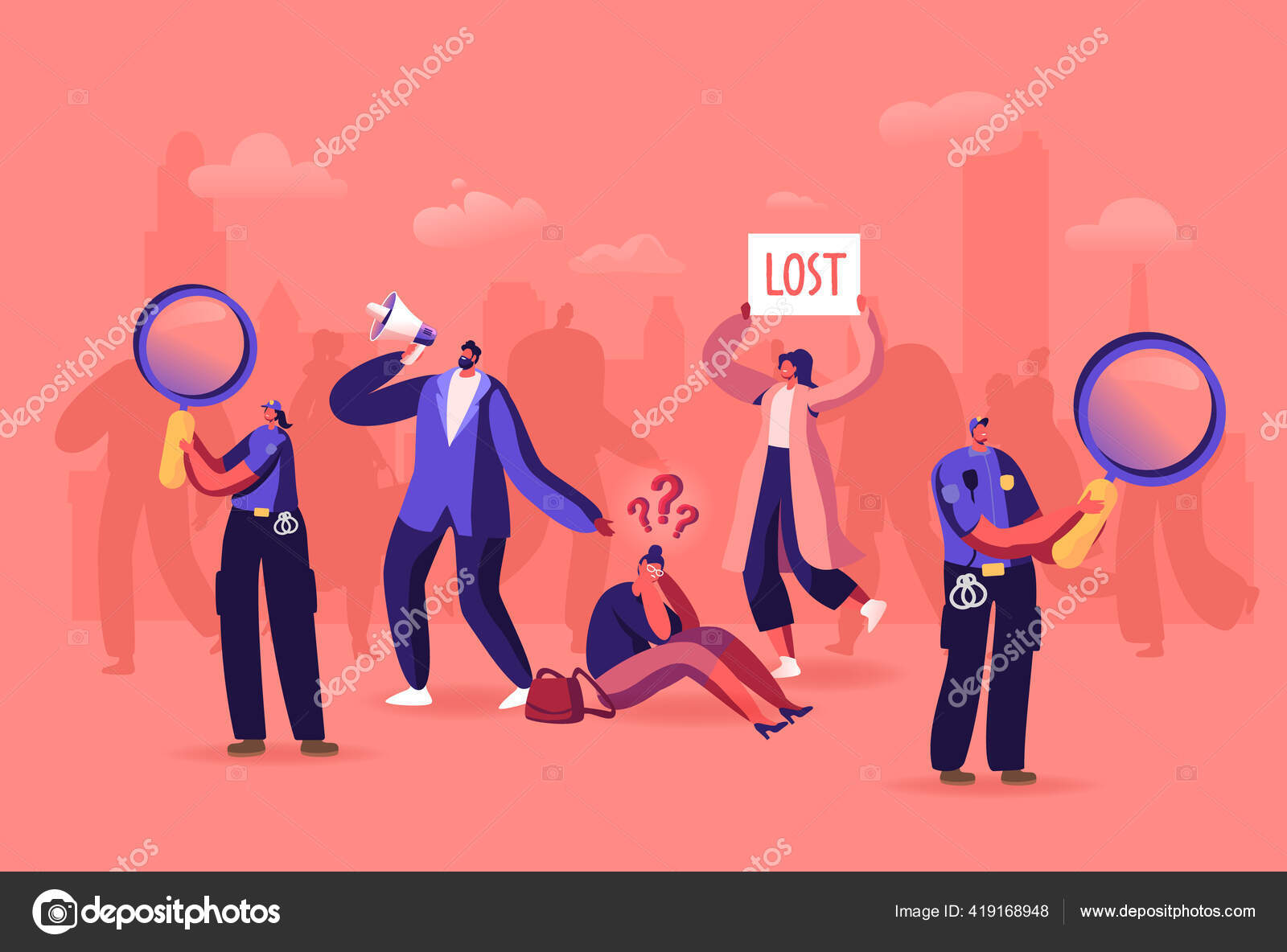 Lost in Crowd Concept, Big City Social Problem, Human Behavior in ...