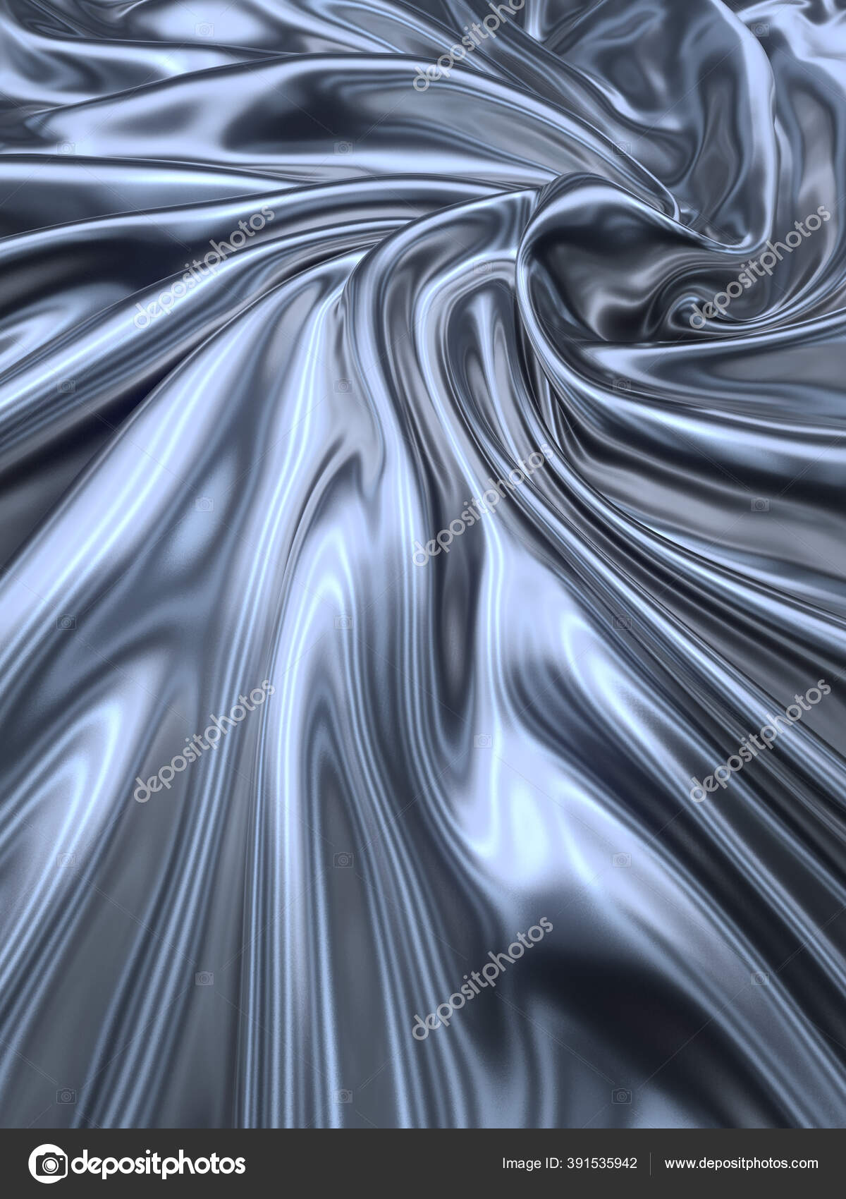 Silver Luxurious Shiny Wavy Fabric Psychedelic Abstract Pattern ...