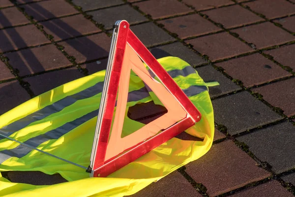 Red Triangle Warning Sign Yellow Safety Vest Stock Photo by ©info ...