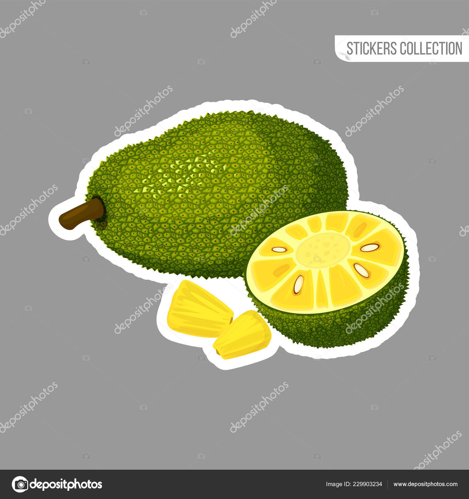 Cartoon fresh jackfruit fruit isolated sticker Stock Vector by ...
