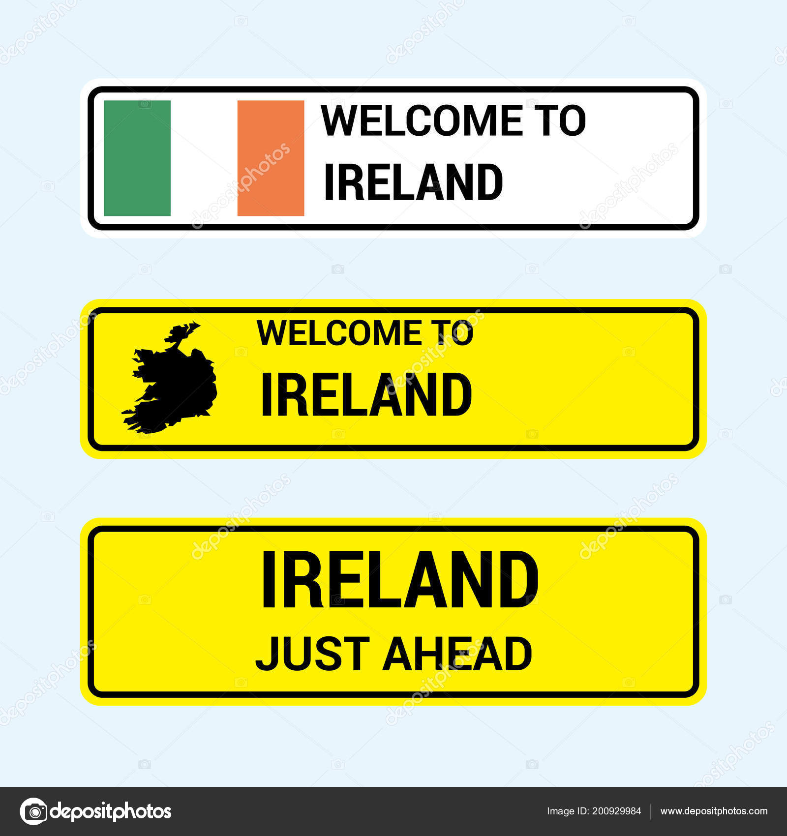 Ireland Traffic Signs Boards Design Vector Illustration Stock Vector by ...
