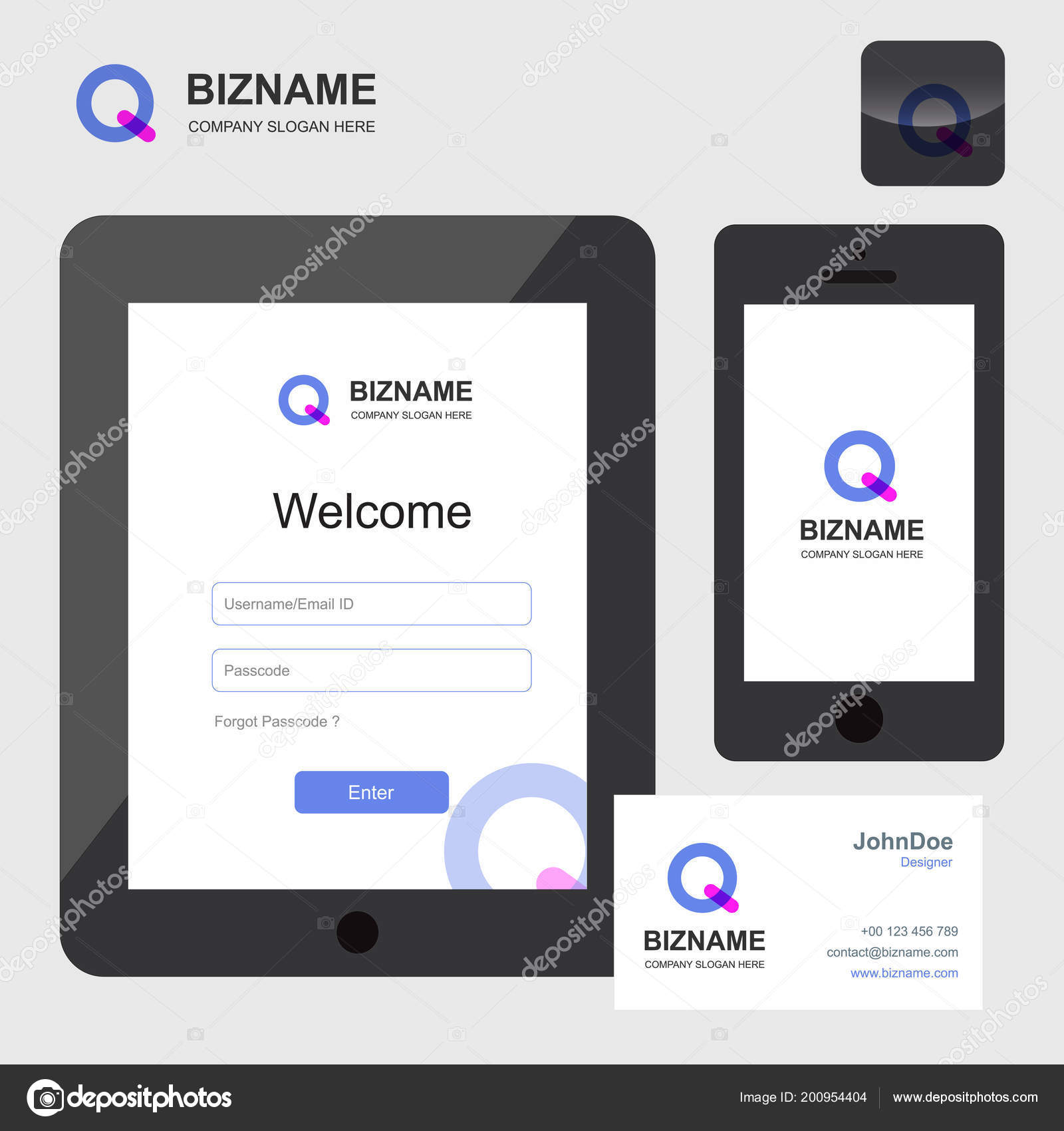 Company Design Stationary Items Tablet Logo Design Stock Vector Image ...