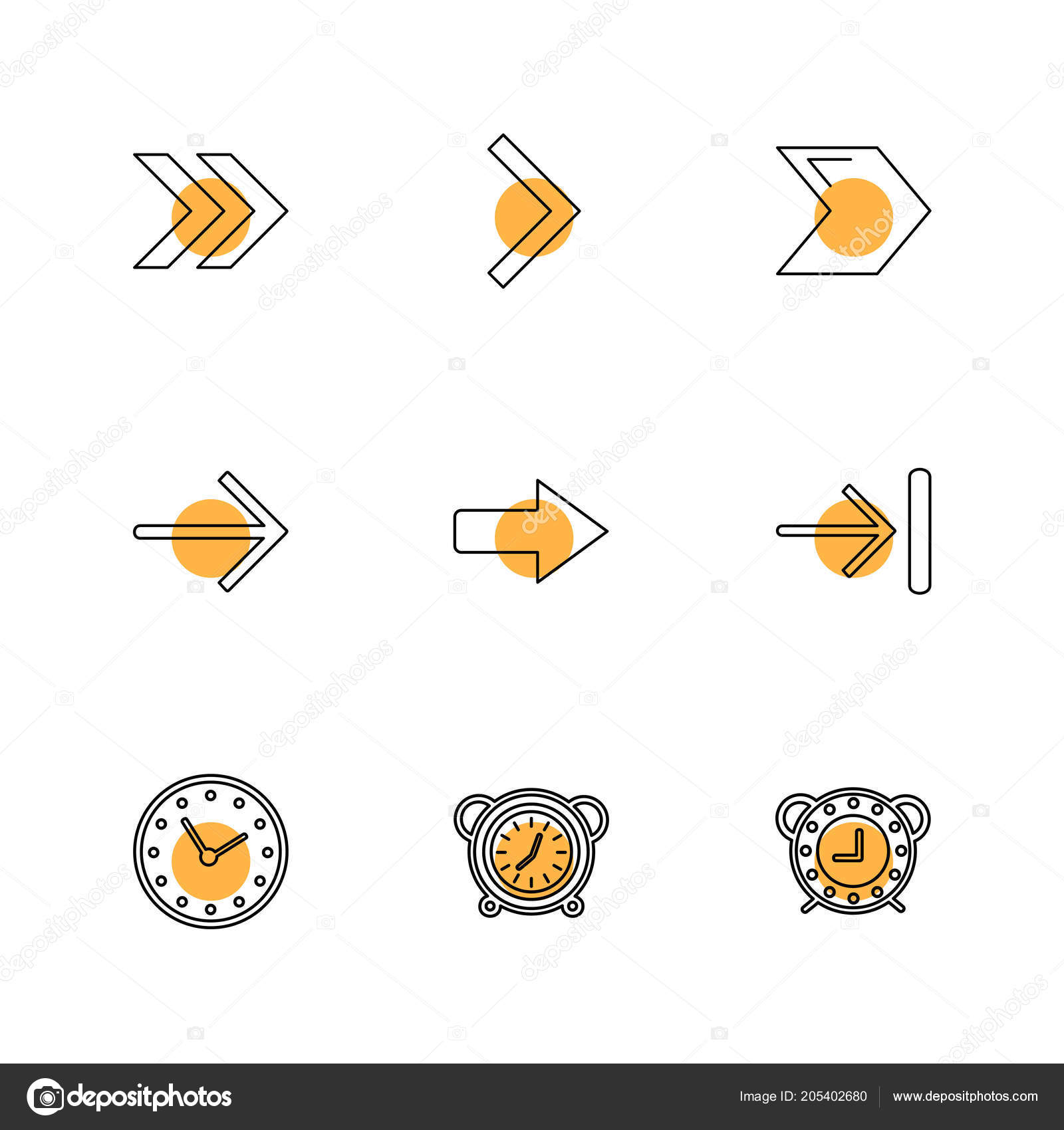 Arrows Directions Pointers Creative Icons Set Vector Design Flat ...