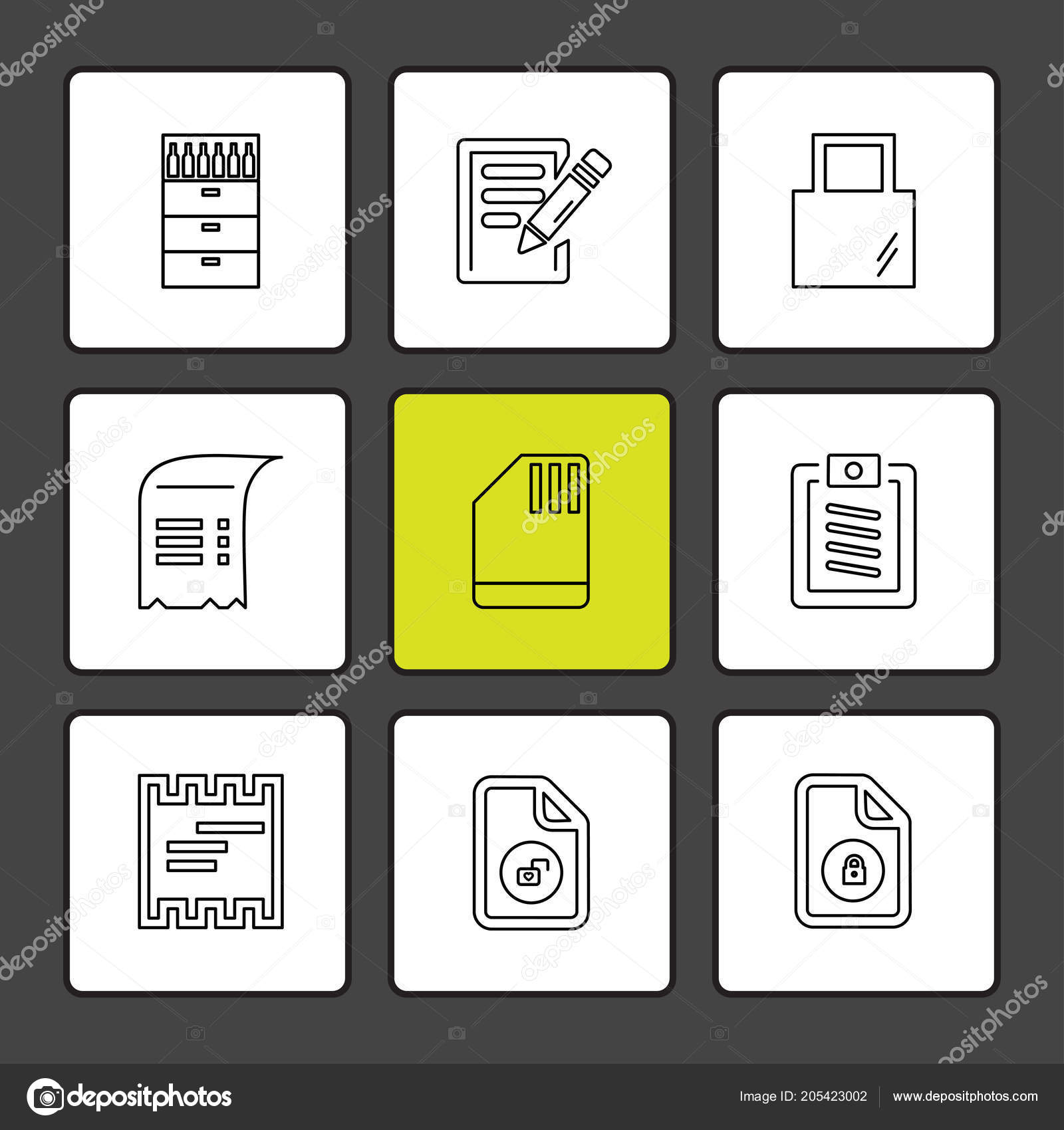 Set Minimalistic Vector Icons Stock Vector by ©ibrandify 205423002