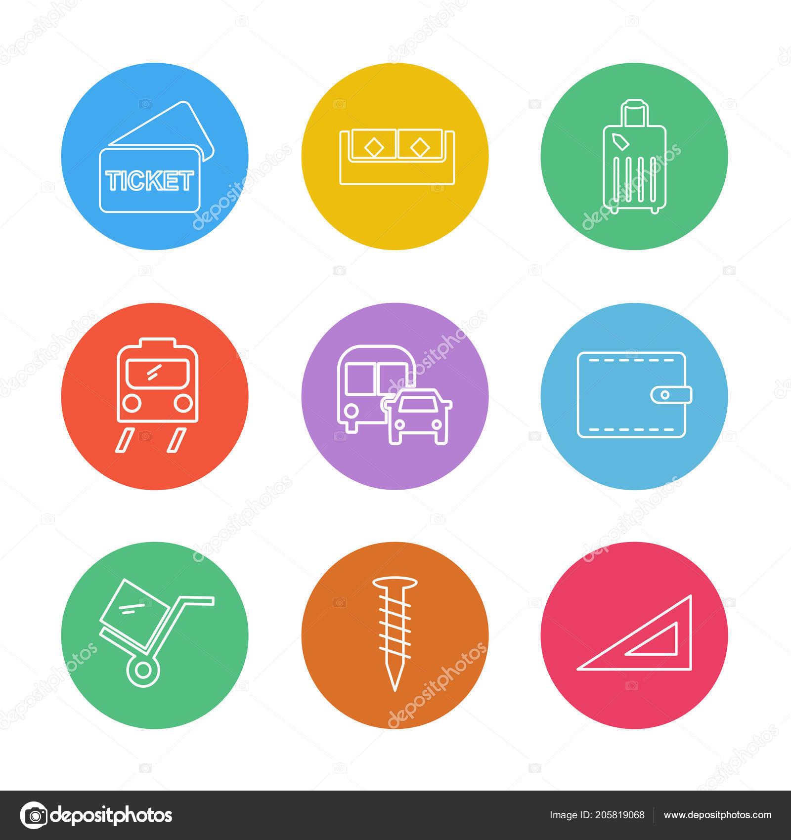 Set Various Theme App Icons Isolated White Background Stock Vector ...