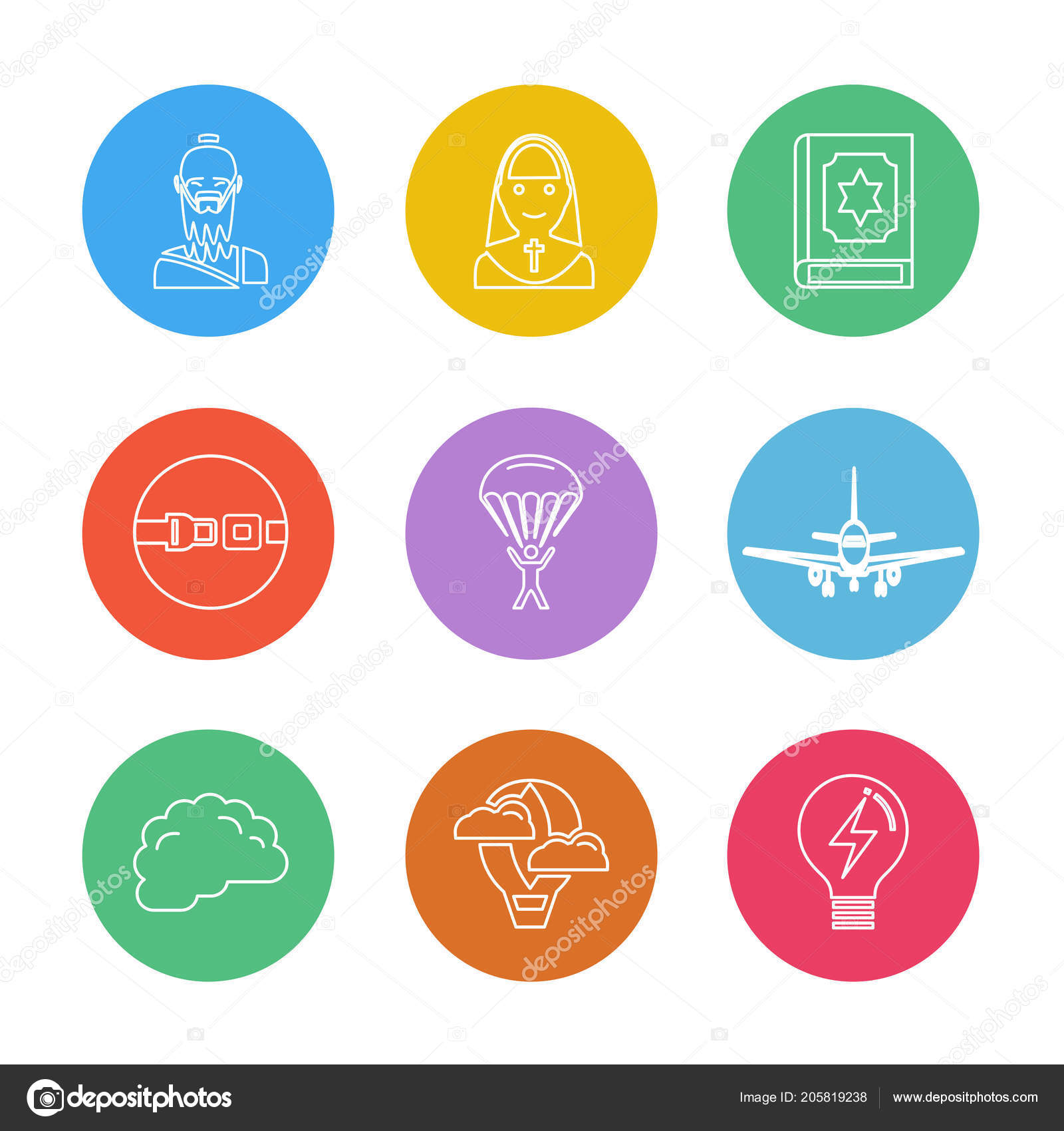 Set Various Theme App Icons Isolated White Background Stock Vector by ...