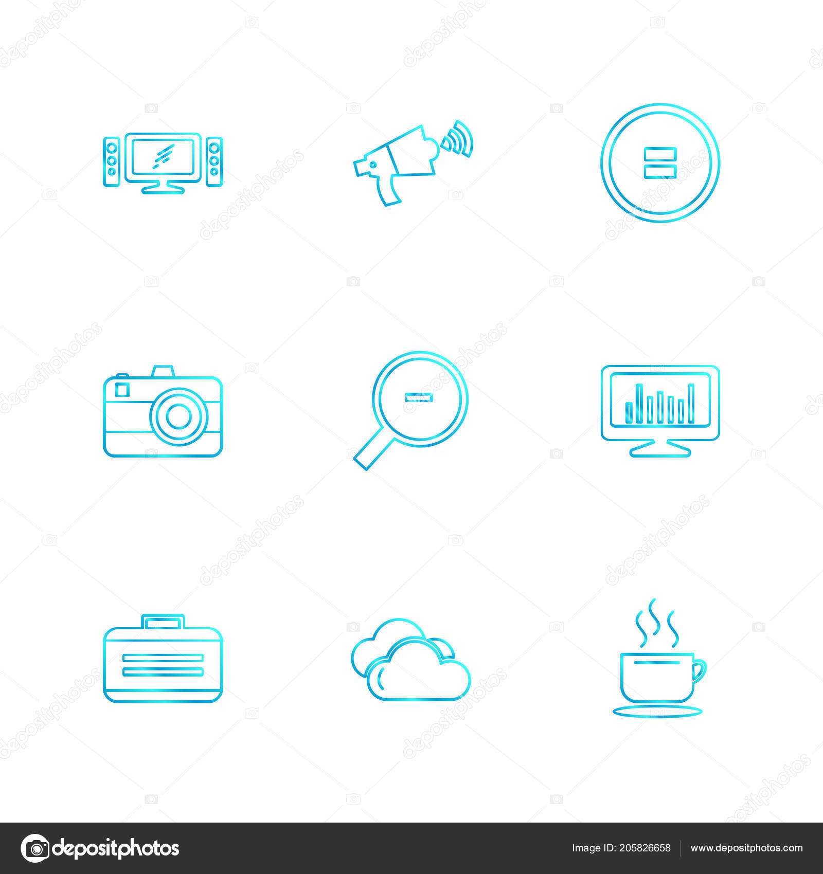 Set Various Theme App Icons Isolated White Background Stock Vector ...