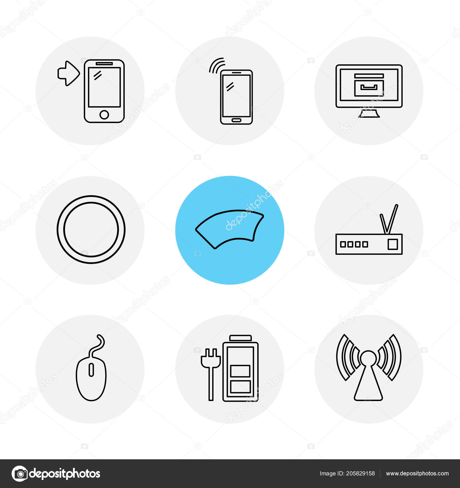 Set Various Theme App Icons Isolated White Background Stock Vector ...
