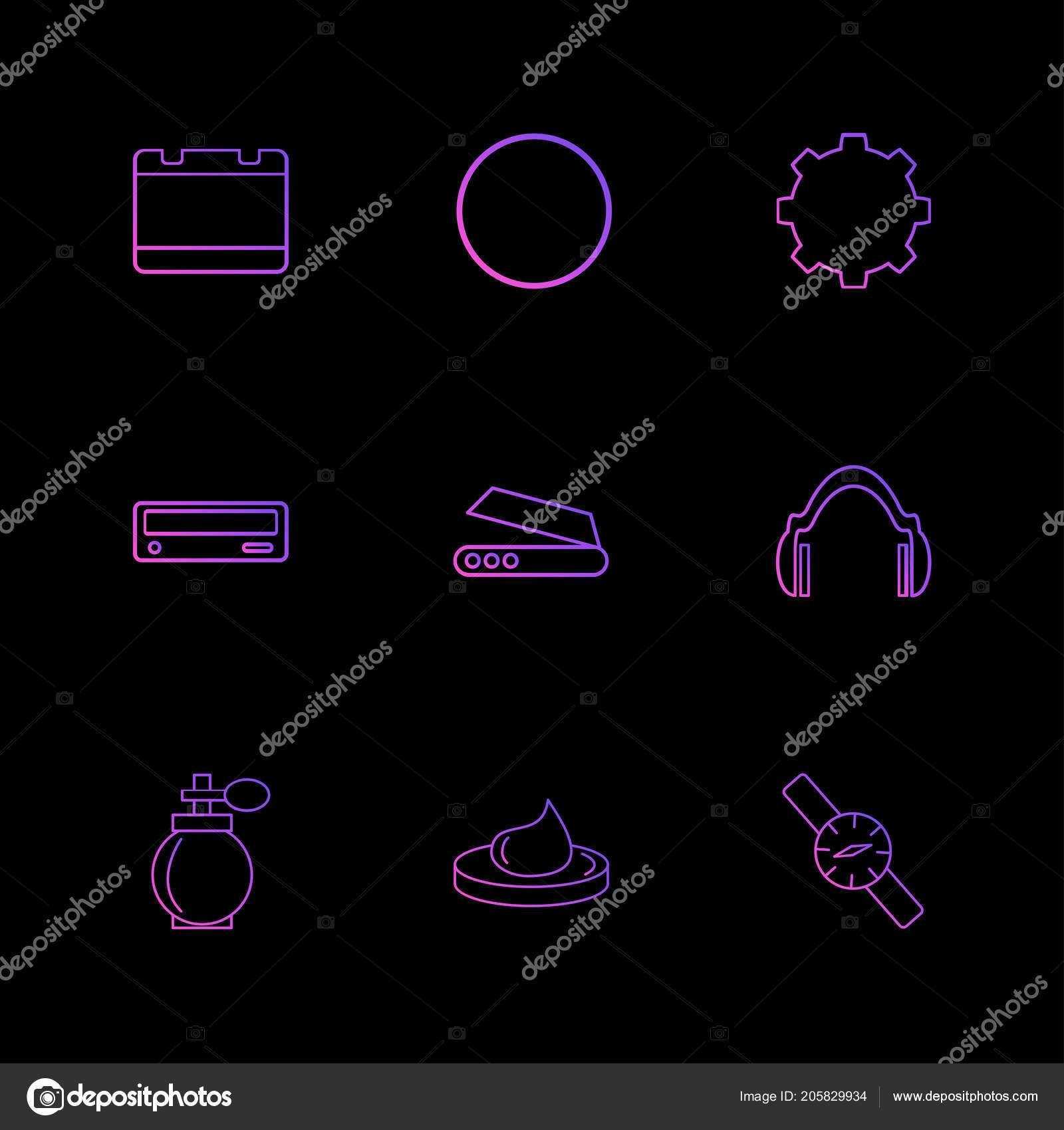Website Icons Black Background Vector Illustration Stock Vector by ...