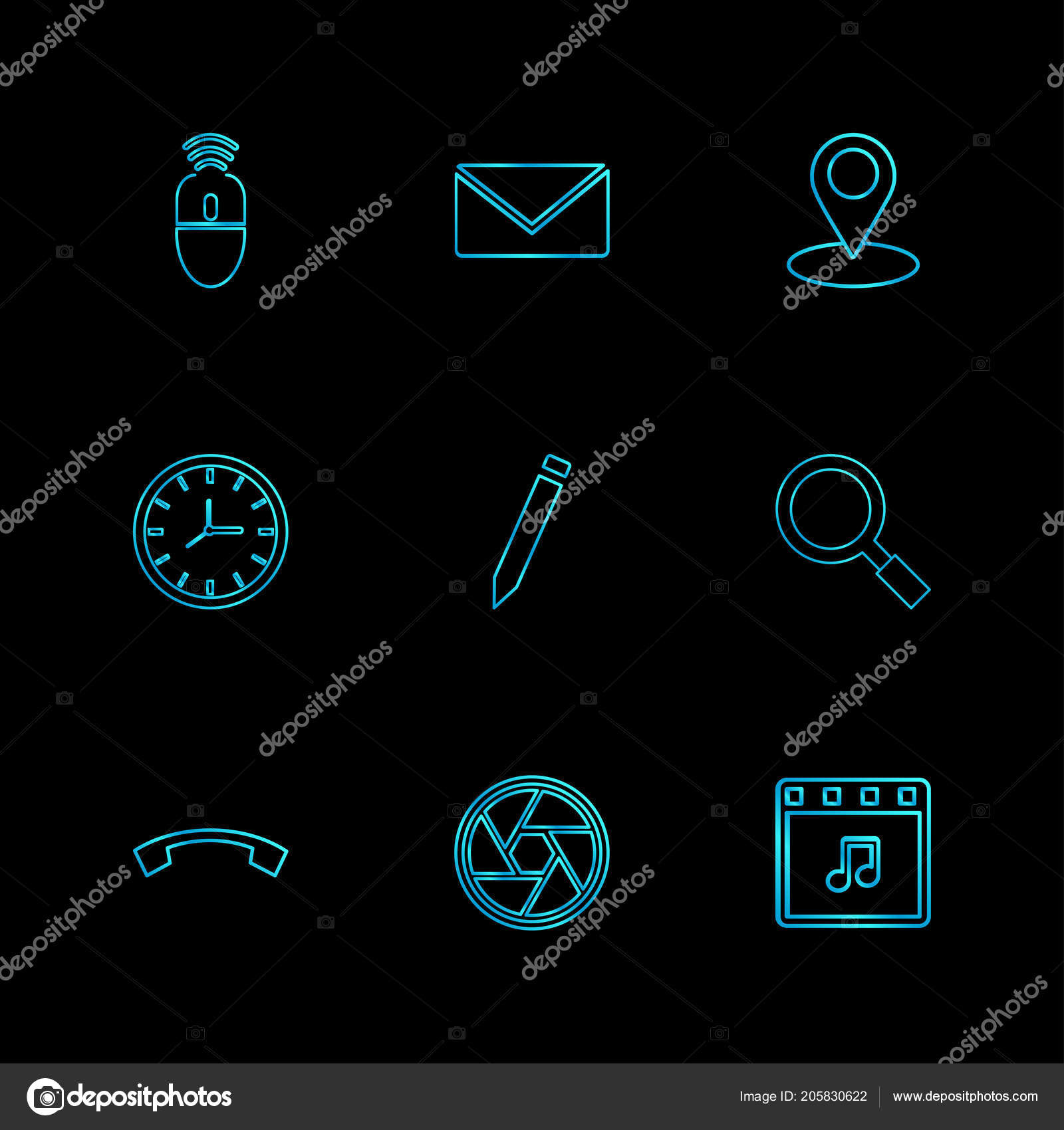 Set Various Theme App Icons Vector Illustrations — Stock Vector ...