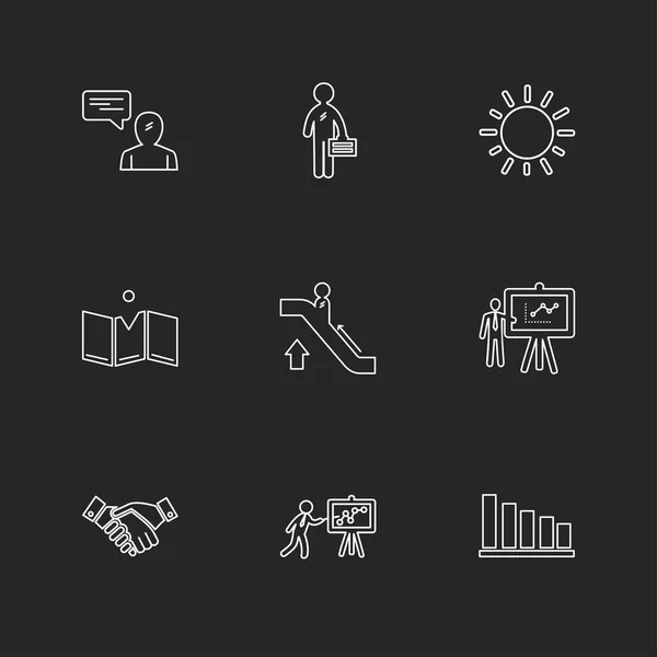 Different Simple App Icons Black Background Flat Vector Illustration ...