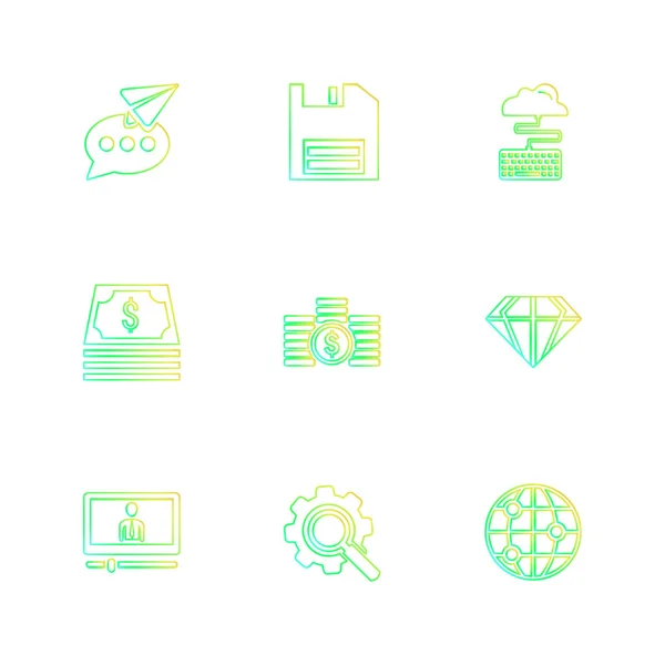 Conjunto Varios Iconos Aplicaciones Temáticas Aislados Sobre Fondo ...