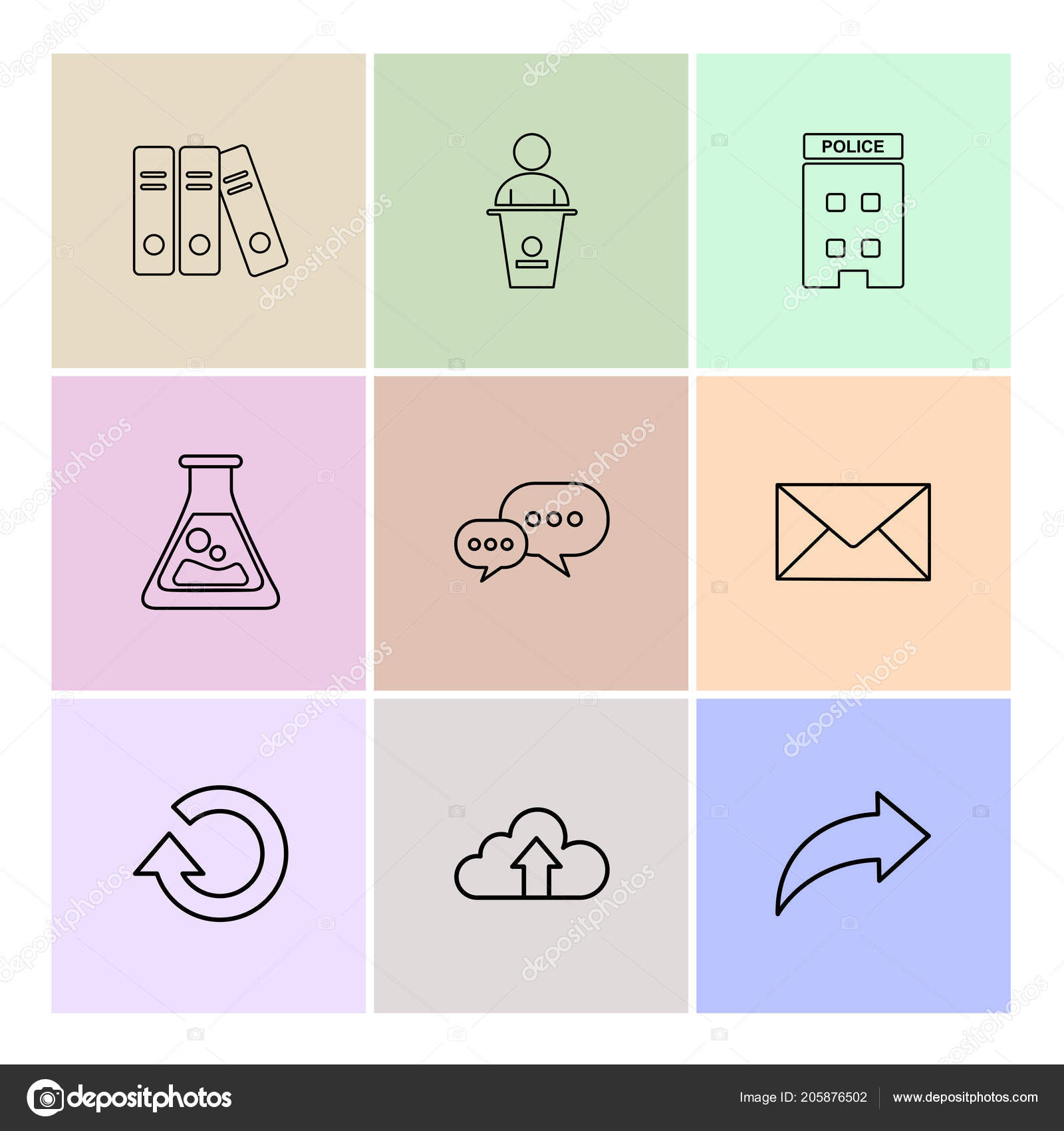 Conjunto Varios Iconos Aplicaciones Temáticas Aislados Sobre Fondo ...